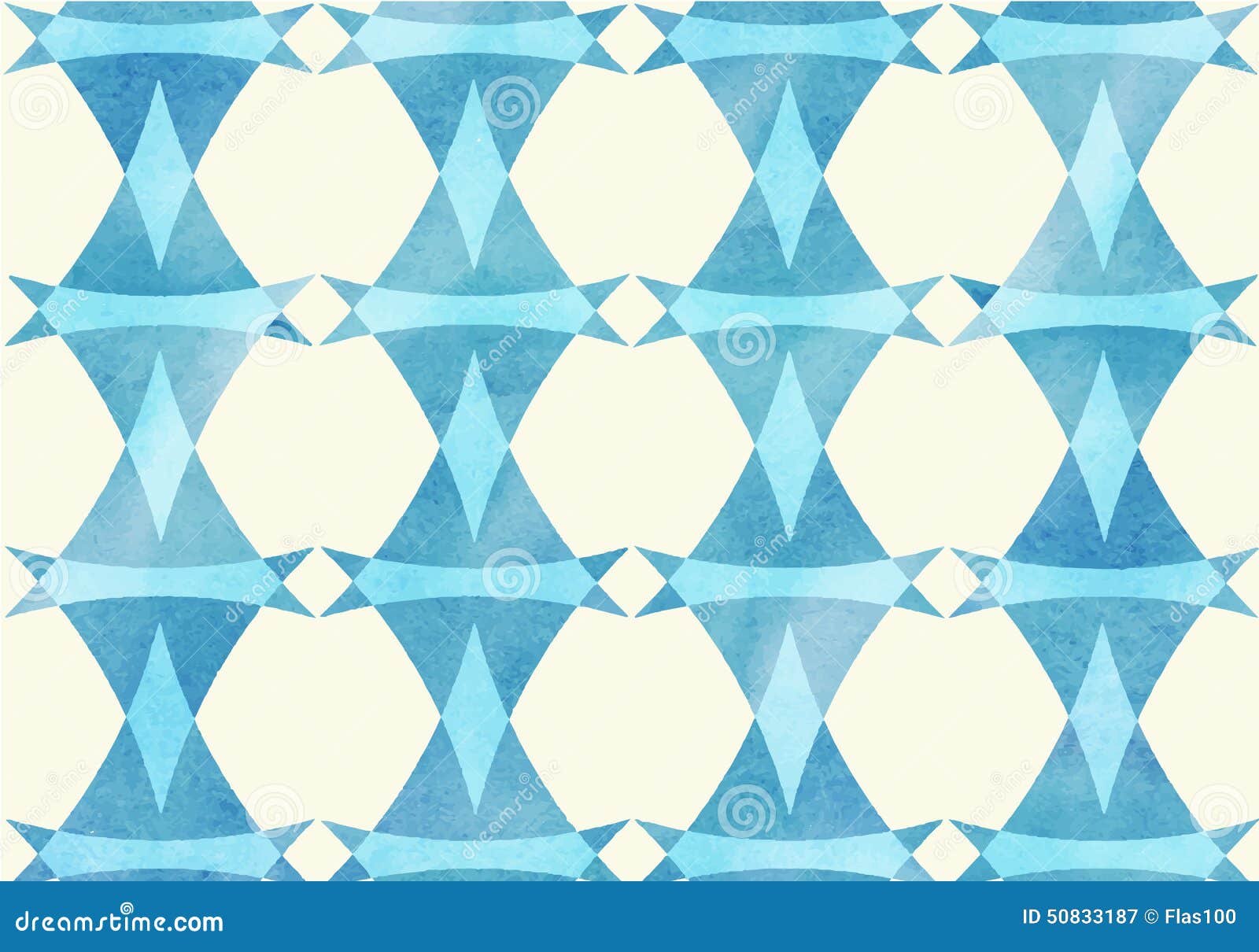 Blue Triangle, Lozenge Watercolor Pattern Stock Vector - Illustration ...