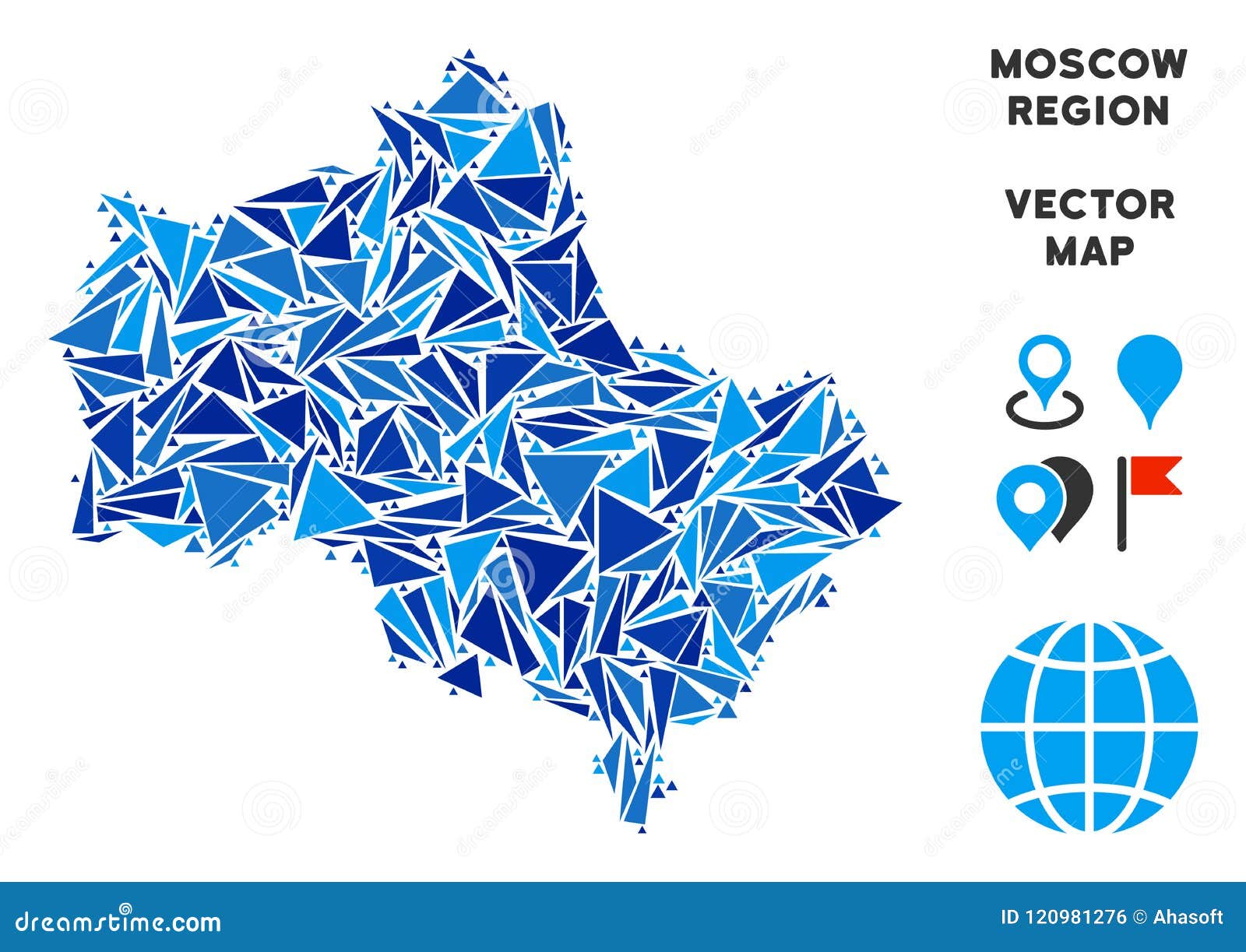 Blue Triangle Moscow Oblast Map Stock Vector - Illustration of ...