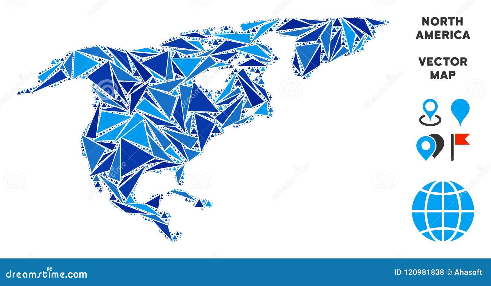 Blue Triangle North America Map Stock Vector - Illustration of graphic ...