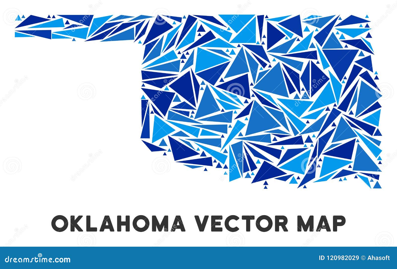Blue Triangle Oklahoma State Map Stock Vector - Illustration of ...
