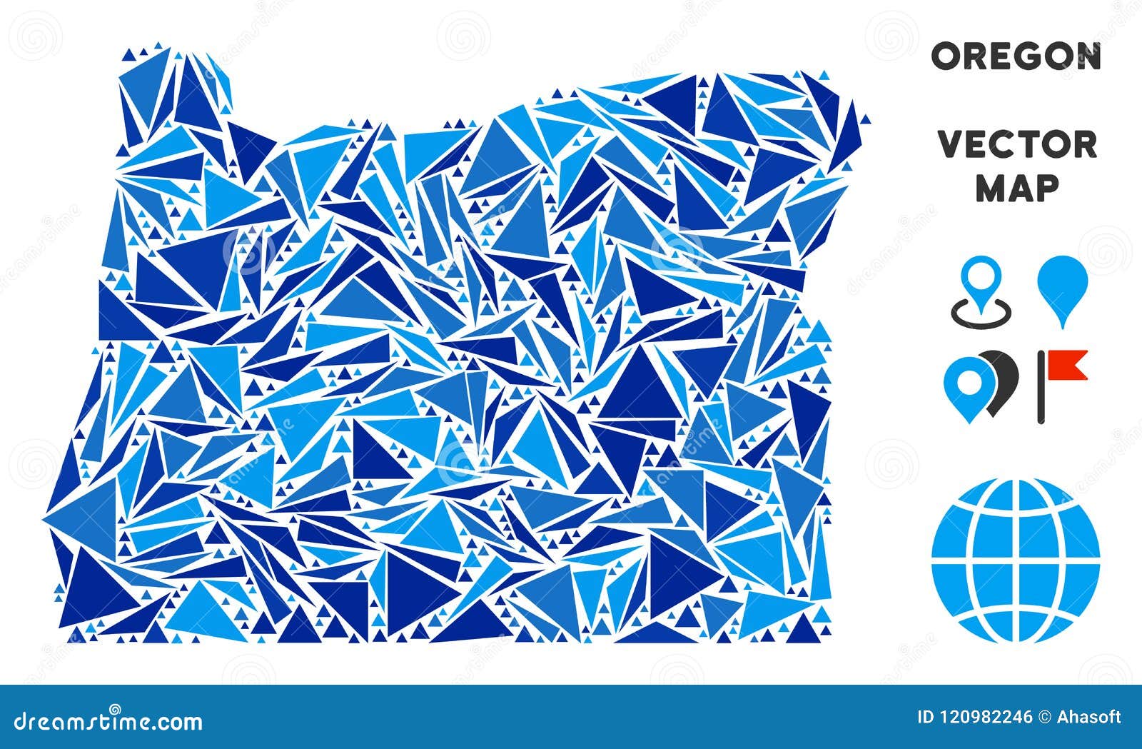 Blue Triangle Oregon State Map Stock Vector - Illustration of ...