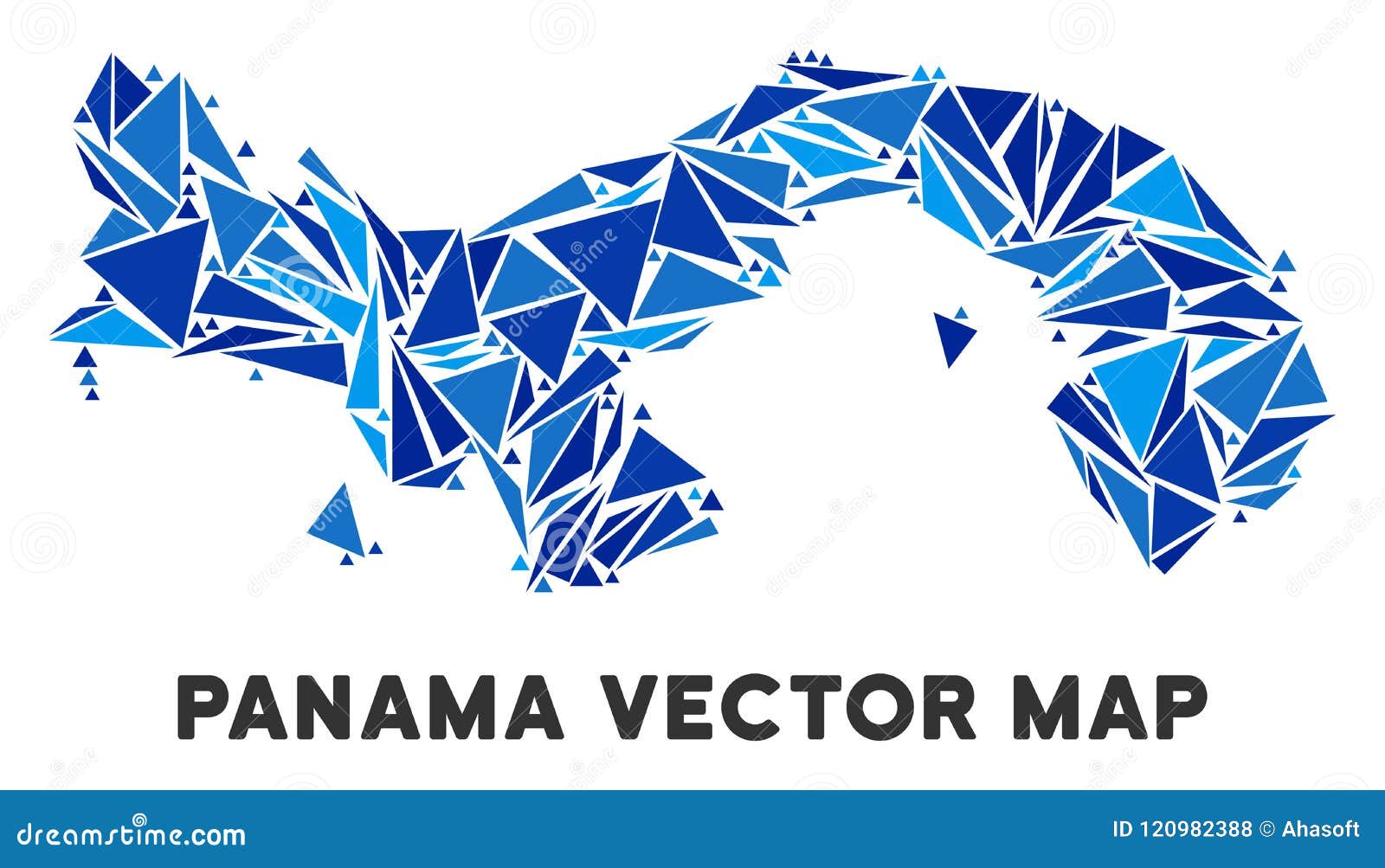 Blue Triangle Panama Map stock vector. Illustration of composed - 120982388