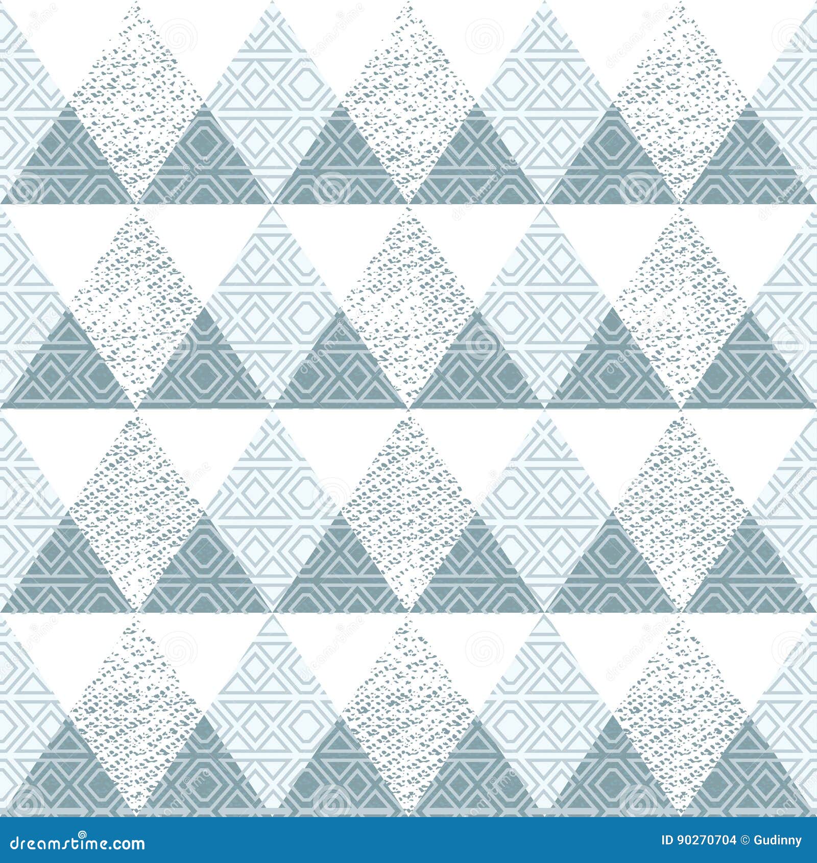 Blue Triangle Seamless Pattern with Grunge Effect Stock Illustration ...