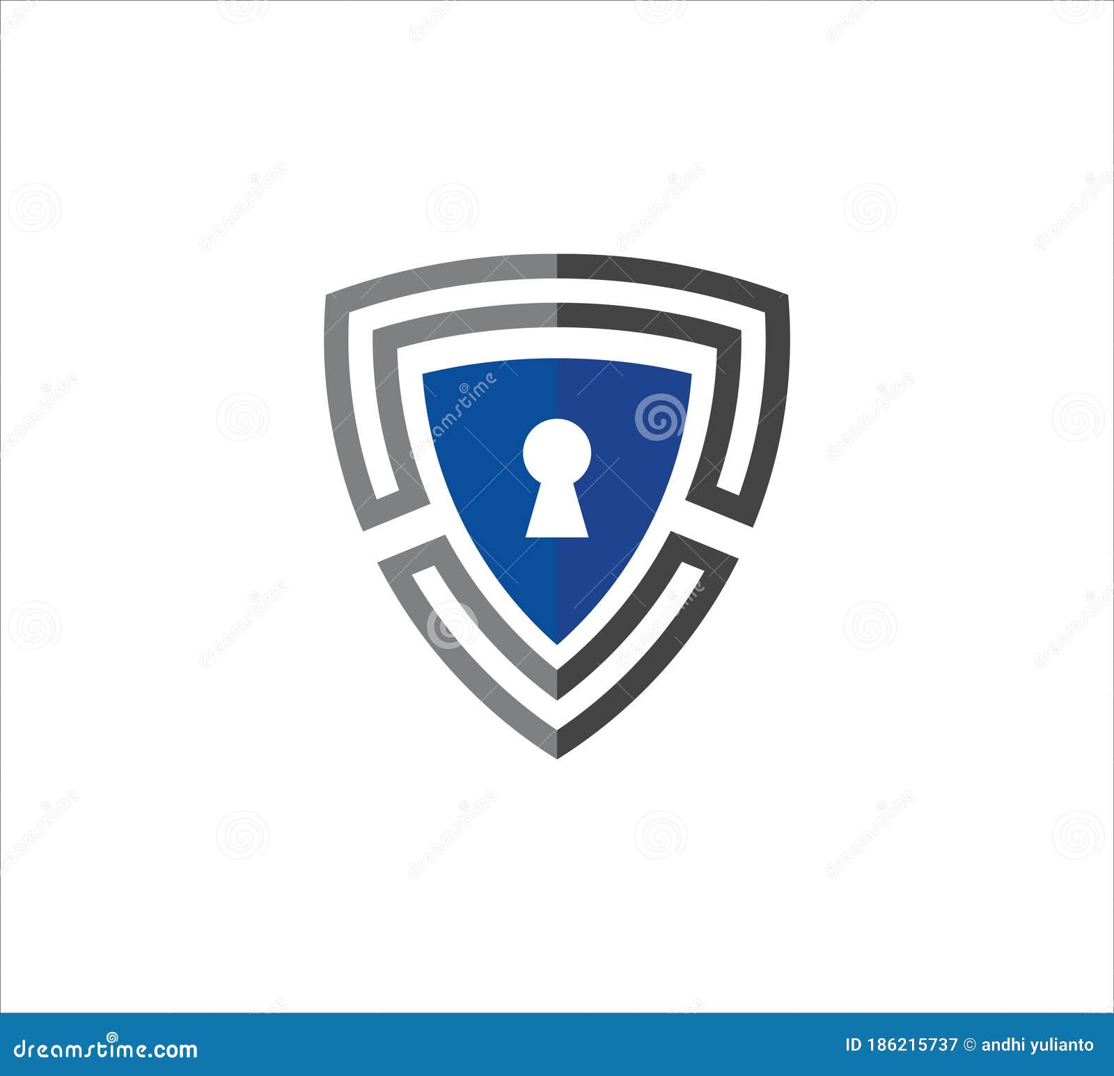Blue Triangle Shield with Key Hole Vector Icon Logo Design Stock ...
