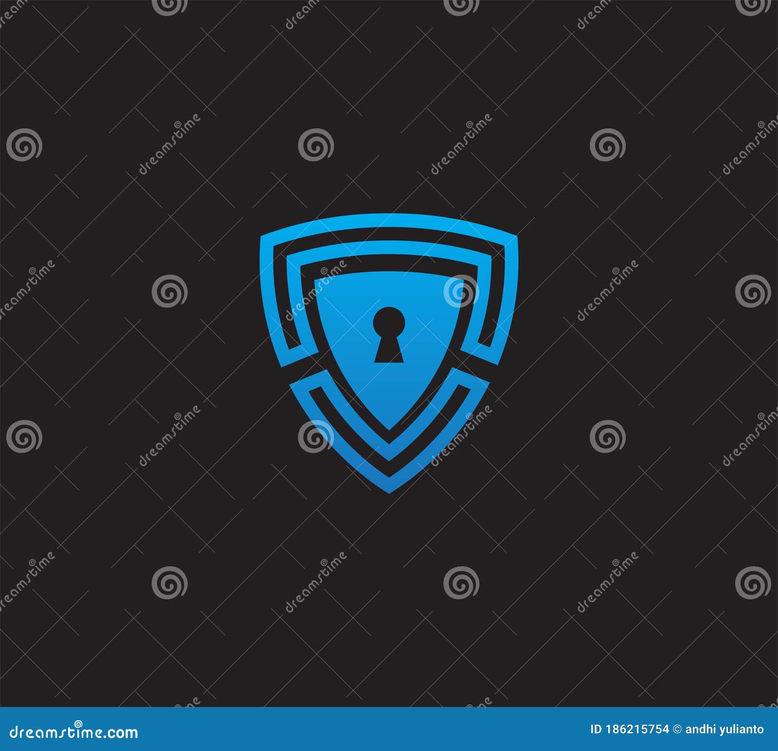 Blue Triangle Shield with Key Hole Vector Icon Logo Design Stock Vector ...