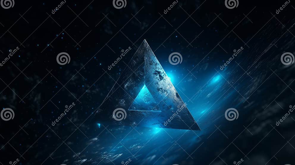 A Blue Triangle Symbol with the Universe Inside Stock Illustration ...