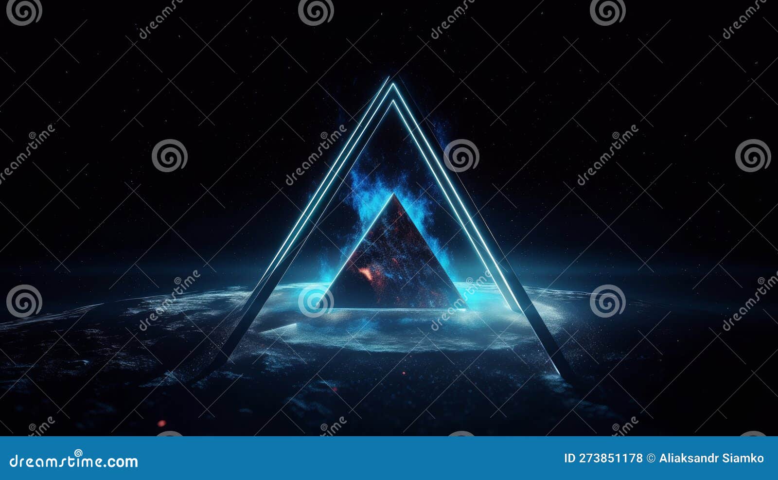 A Blue Triangle Symbol with the Universe Inside Stock Illustration ...