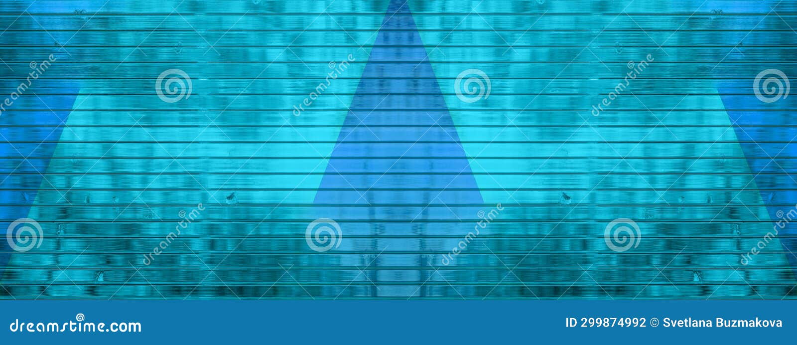 Blue Triangles on Azure Parallel Strips of Plexiglass. Abstract Organic ...