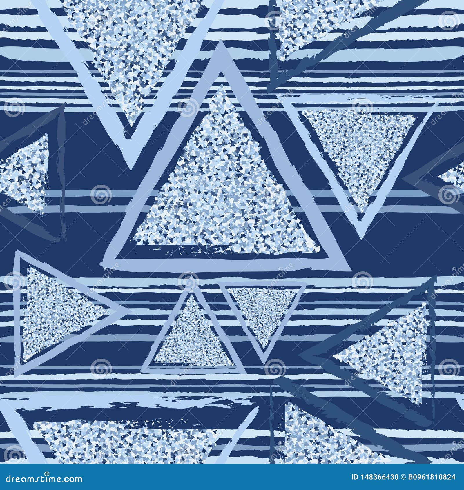 Blue Triangles with a Fine Texture. Seamless Abstract Geometric Pattern ...