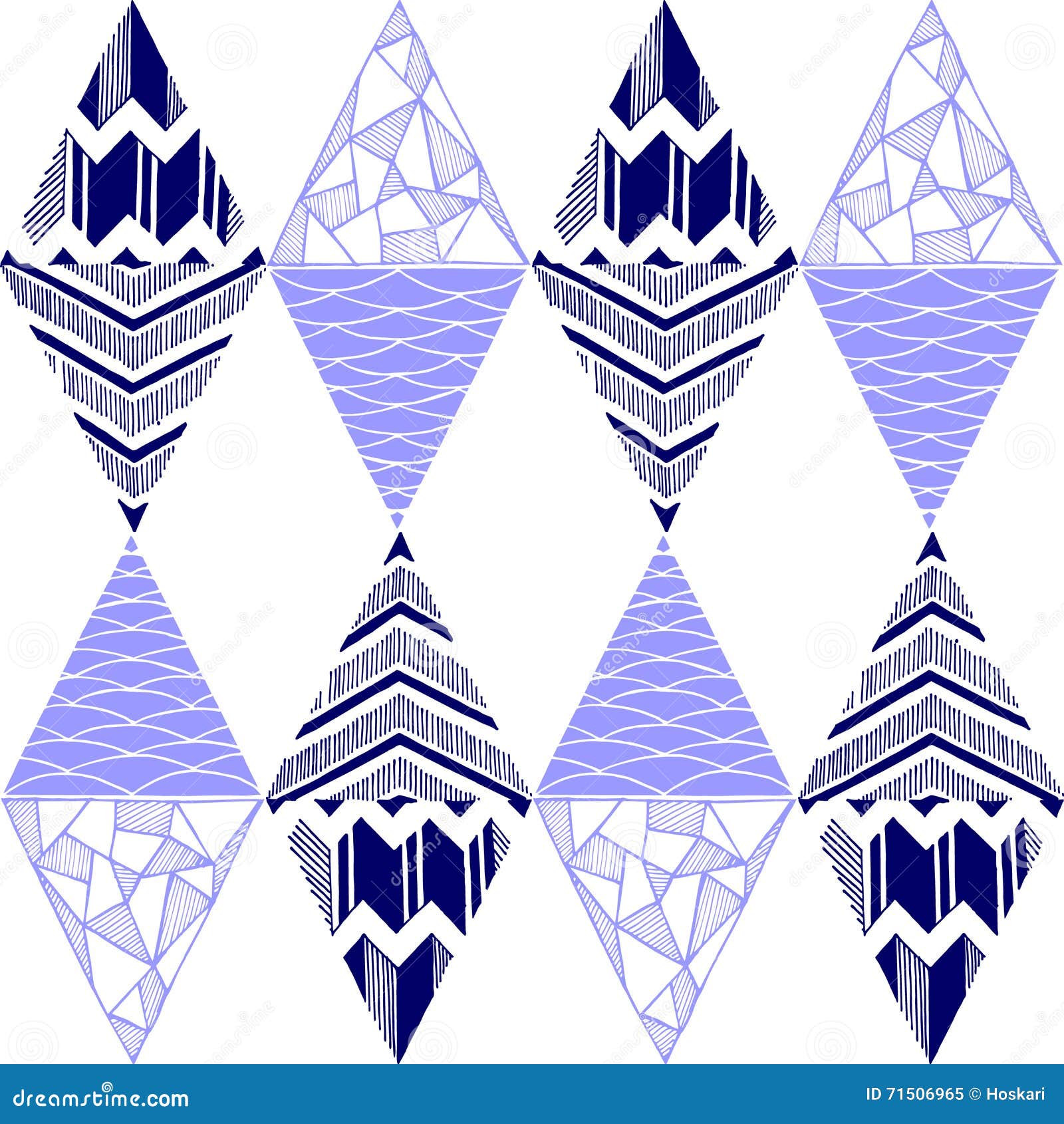 Blue Triangles, Geometric Shapes, Shapes Mirroring Stock Illustration ...
