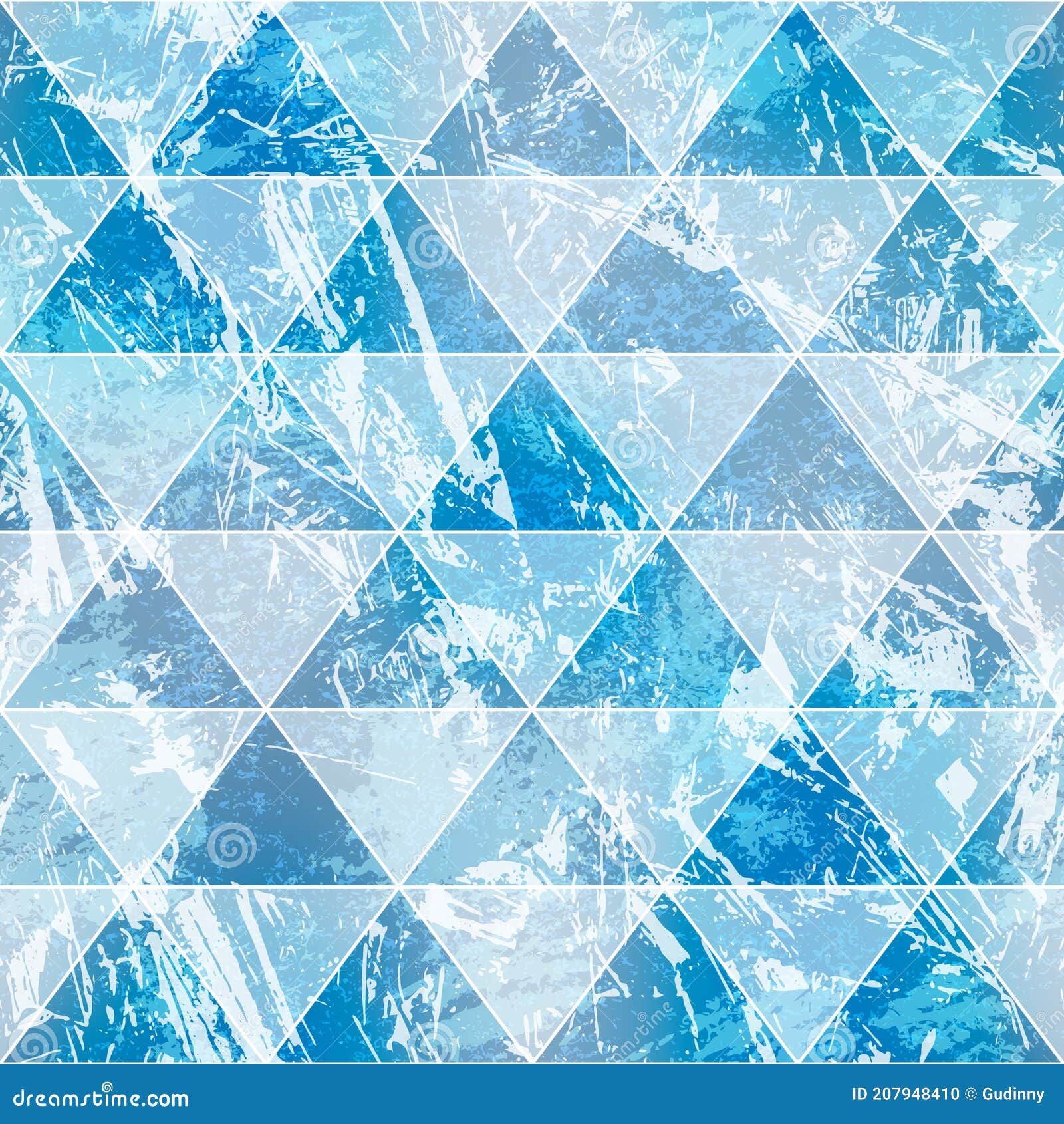 Blue Triangles with Grunge Stone Effect. Seamless Pattern Stock Vector ...