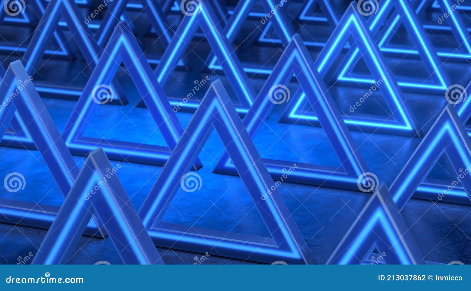 Blue Triangular Abstract Background. Neon Lights Background. Bright ...