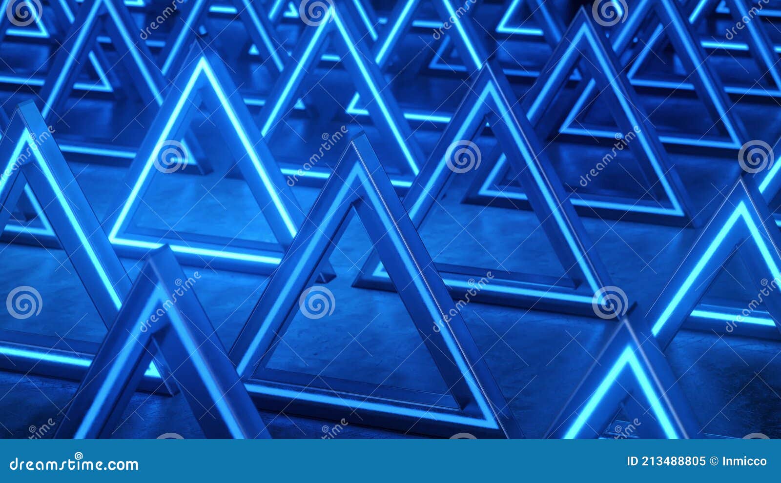 Blue Triangular Abstract Background. Neon Lights Background. Pattern ...