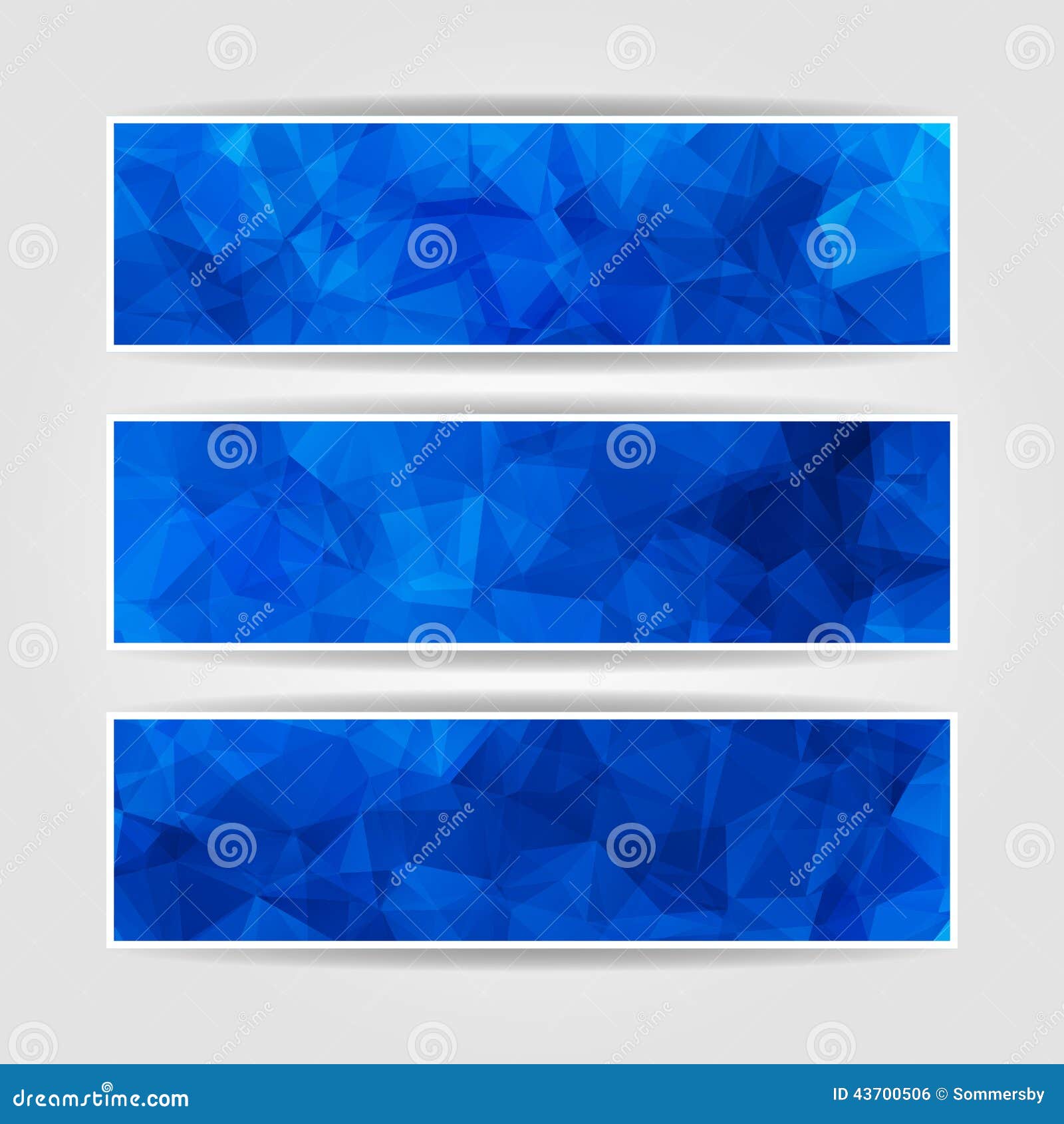 Blue Triangular Polygonal Banners Set Stock Vector - Illustration of ...
