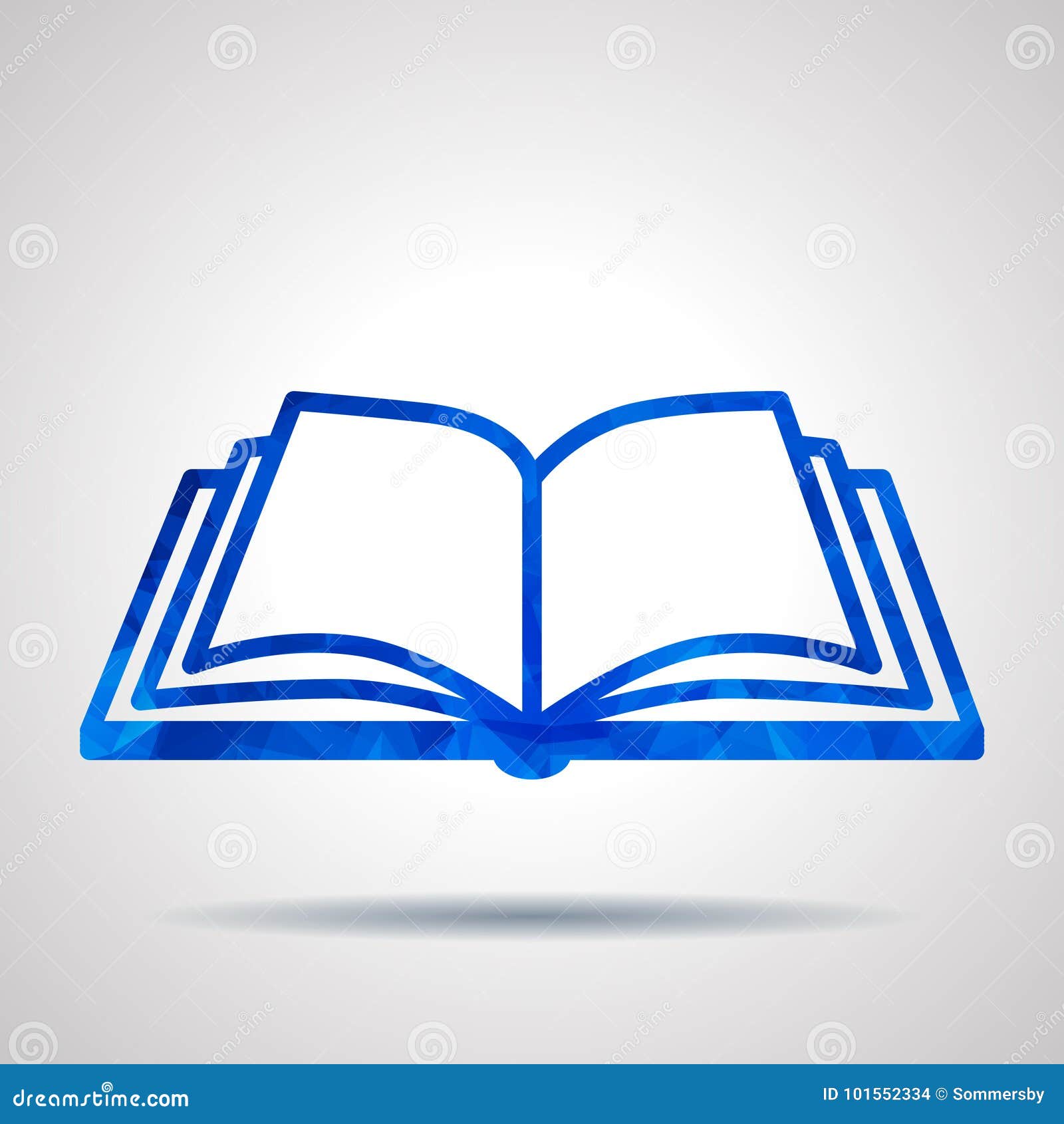 Blue Triangular Polygonal Open Book Icon on a Grey Backgr Stock Vector ...