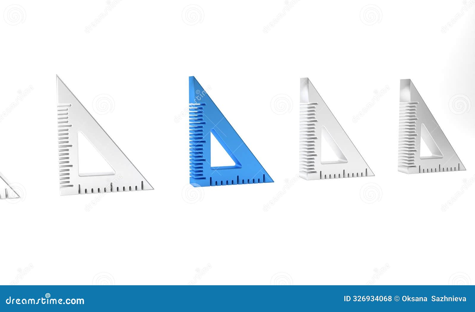Blue Triangular Ruler Icon Isolated on White Background. Straightedge Symbol. Geometric Symbol ...