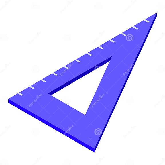Blue Triangular Ruler Lying on White Background Stock Illustration ...