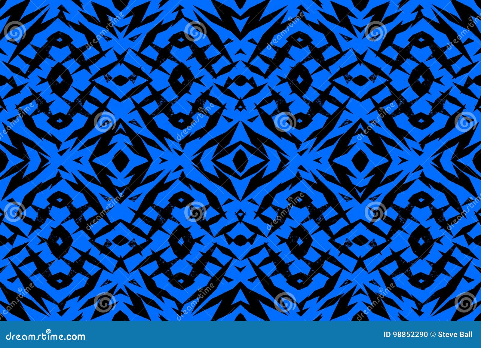 Blue tribal shapes pattern stock illustration. Illustration of ragged ...