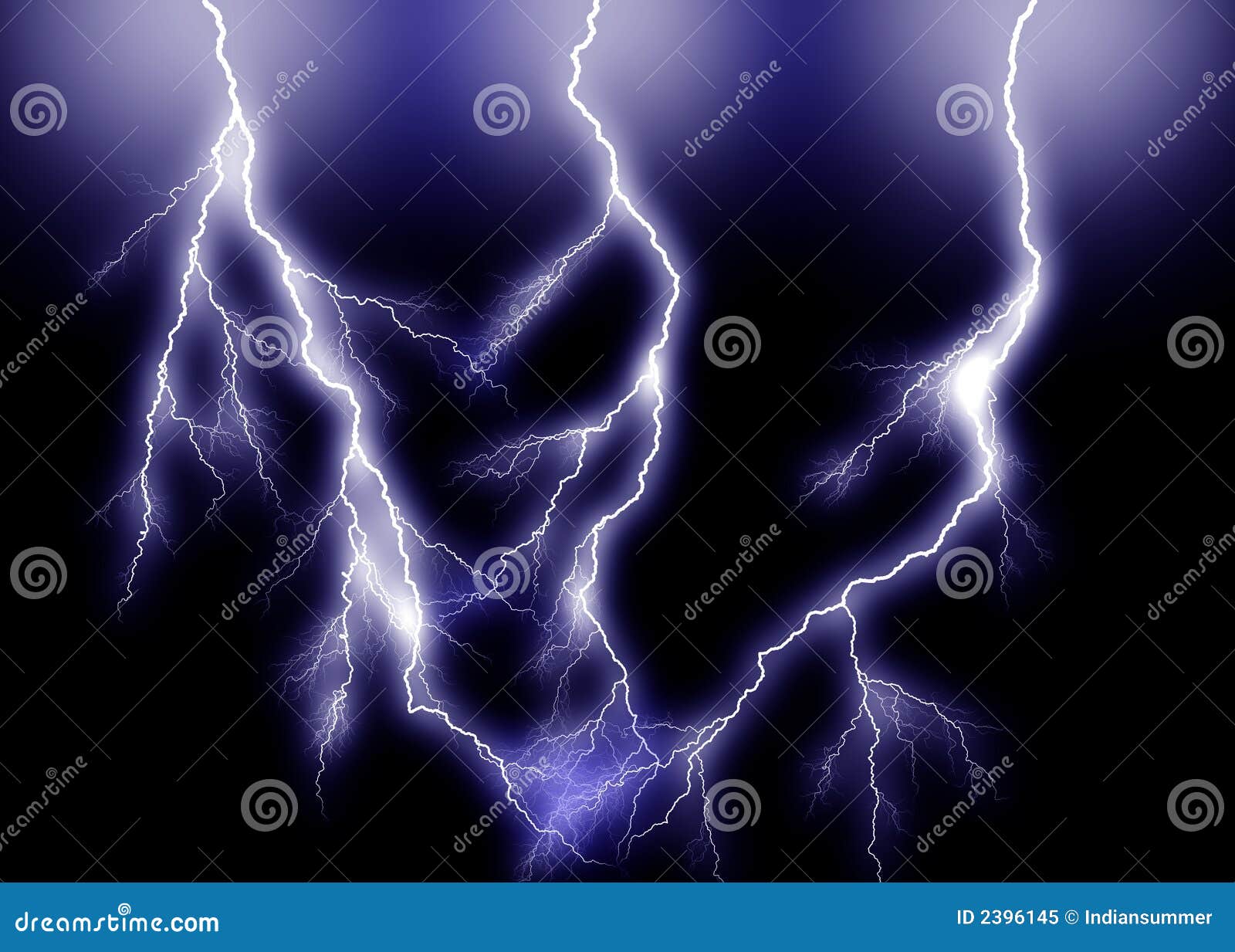 Blue triple Lightning stock illustration. Illustration of dark - 2396145