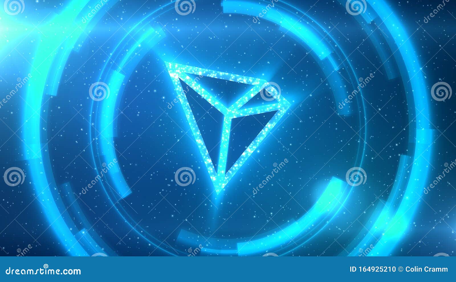 Blue TRON Symbol on Space Background with HUD Elements Stock ...