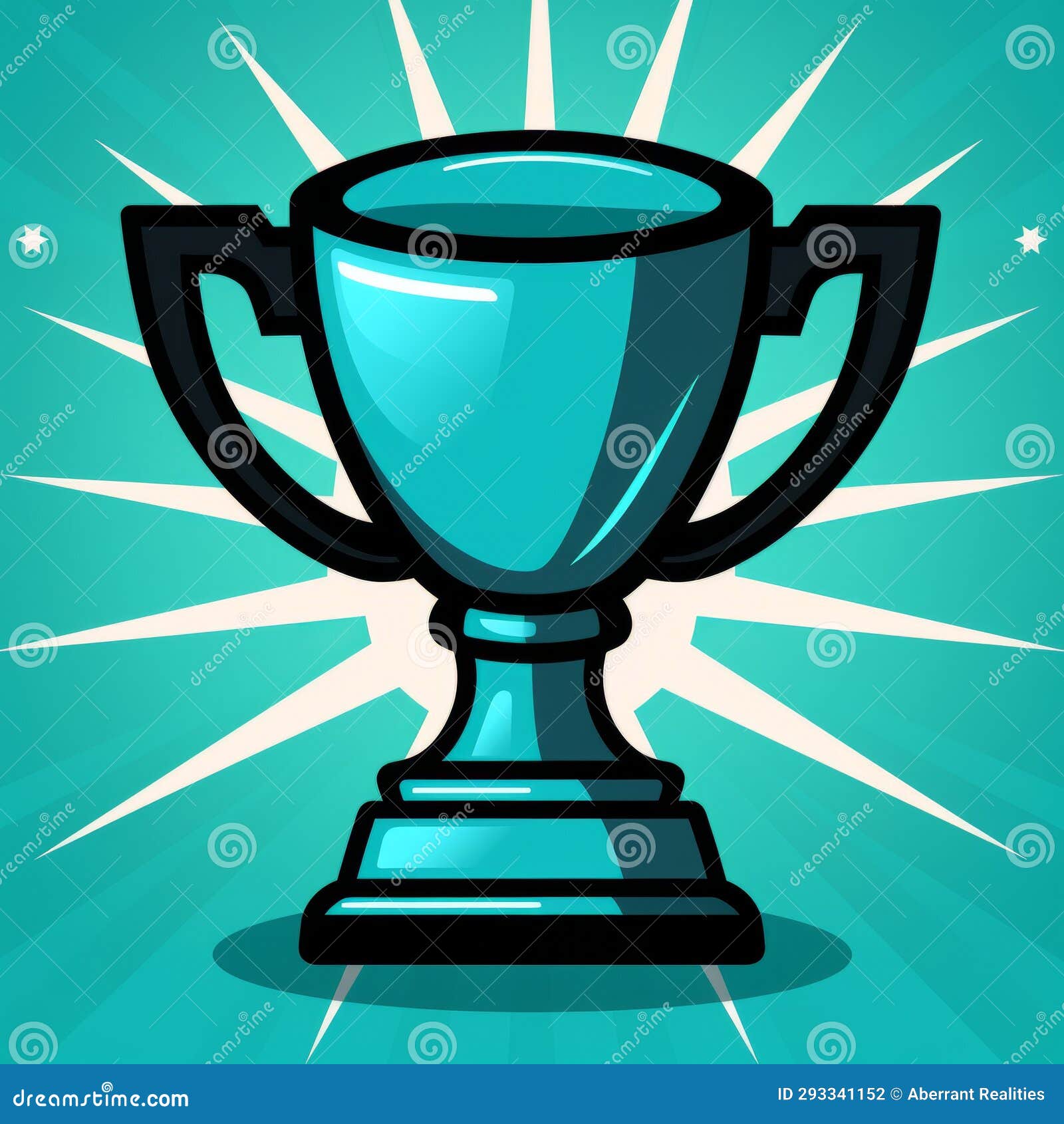 A Blue Trophy Cup on a Green Background Stock Illustration ...