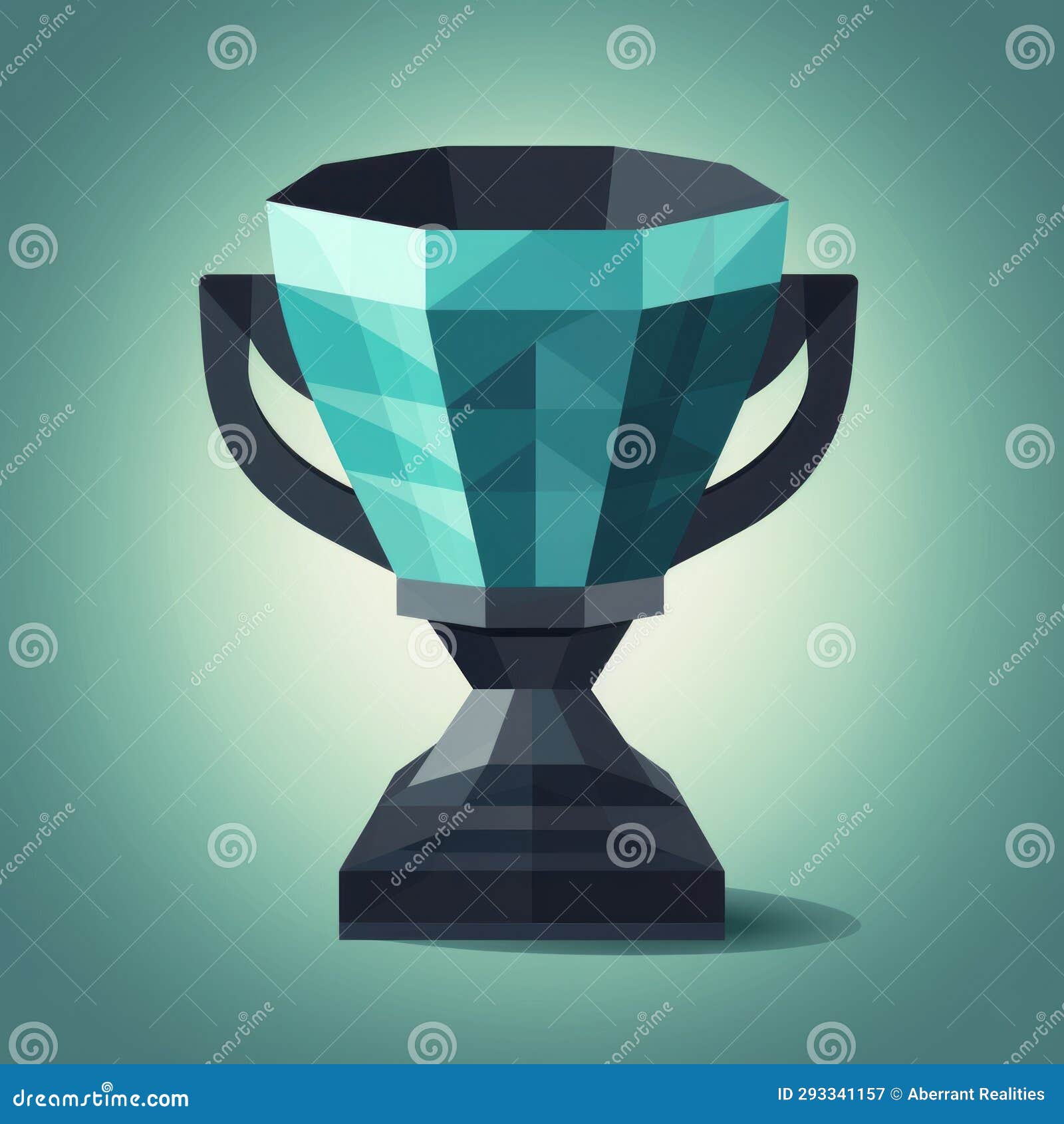 A Blue Trophy Cup on a Green Background Stock Illustration ...