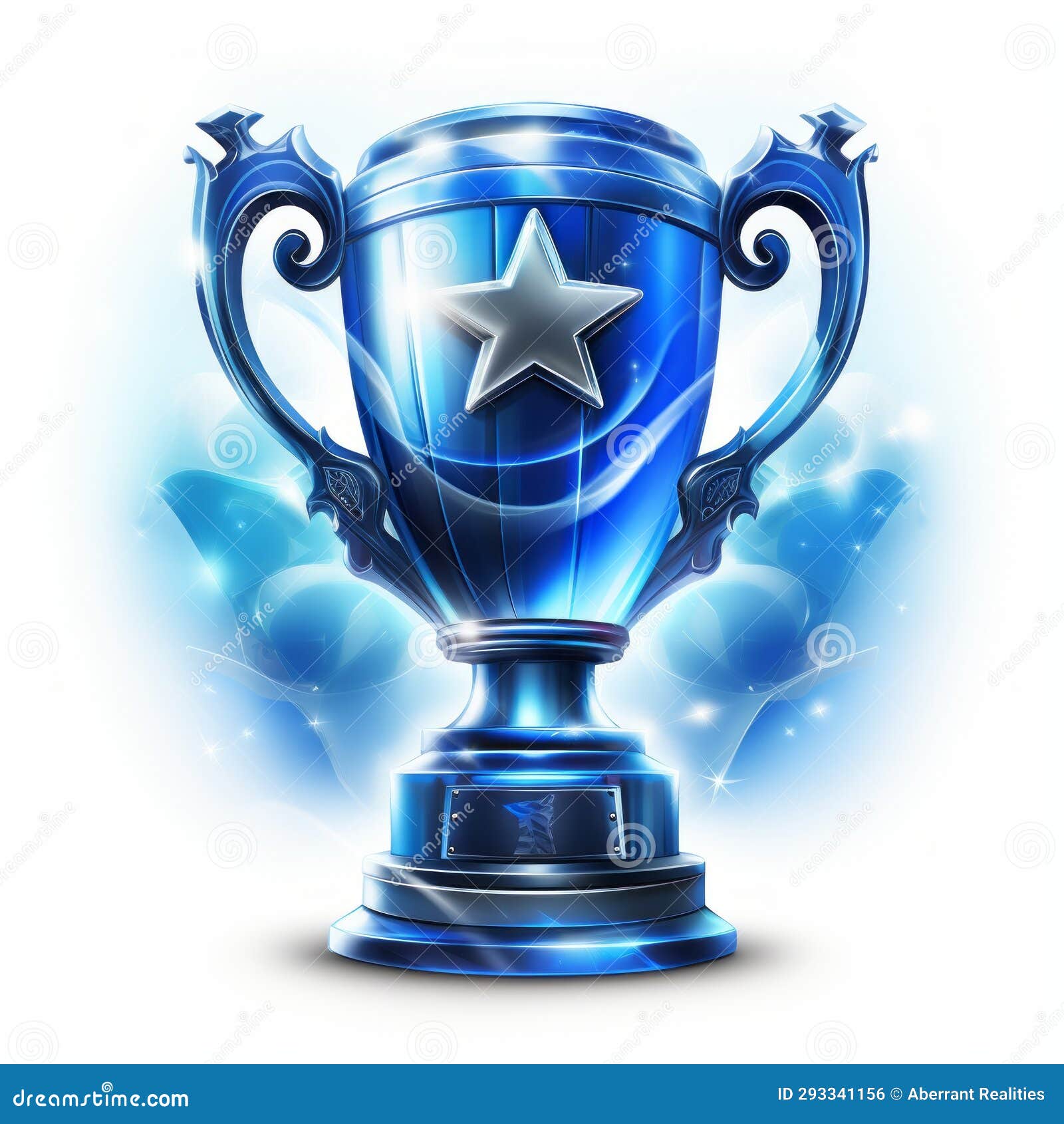 A Blue Trophy Cup on a White Background Stock Illustration ...