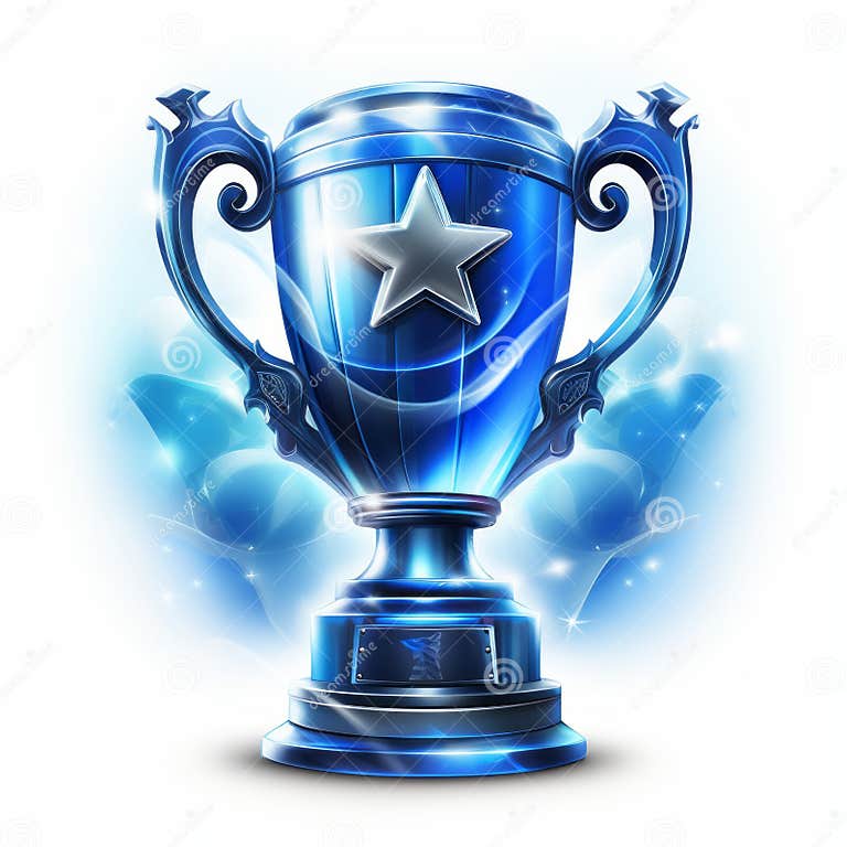A Blue Trophy Cup on a White Background Stock Illustration ...