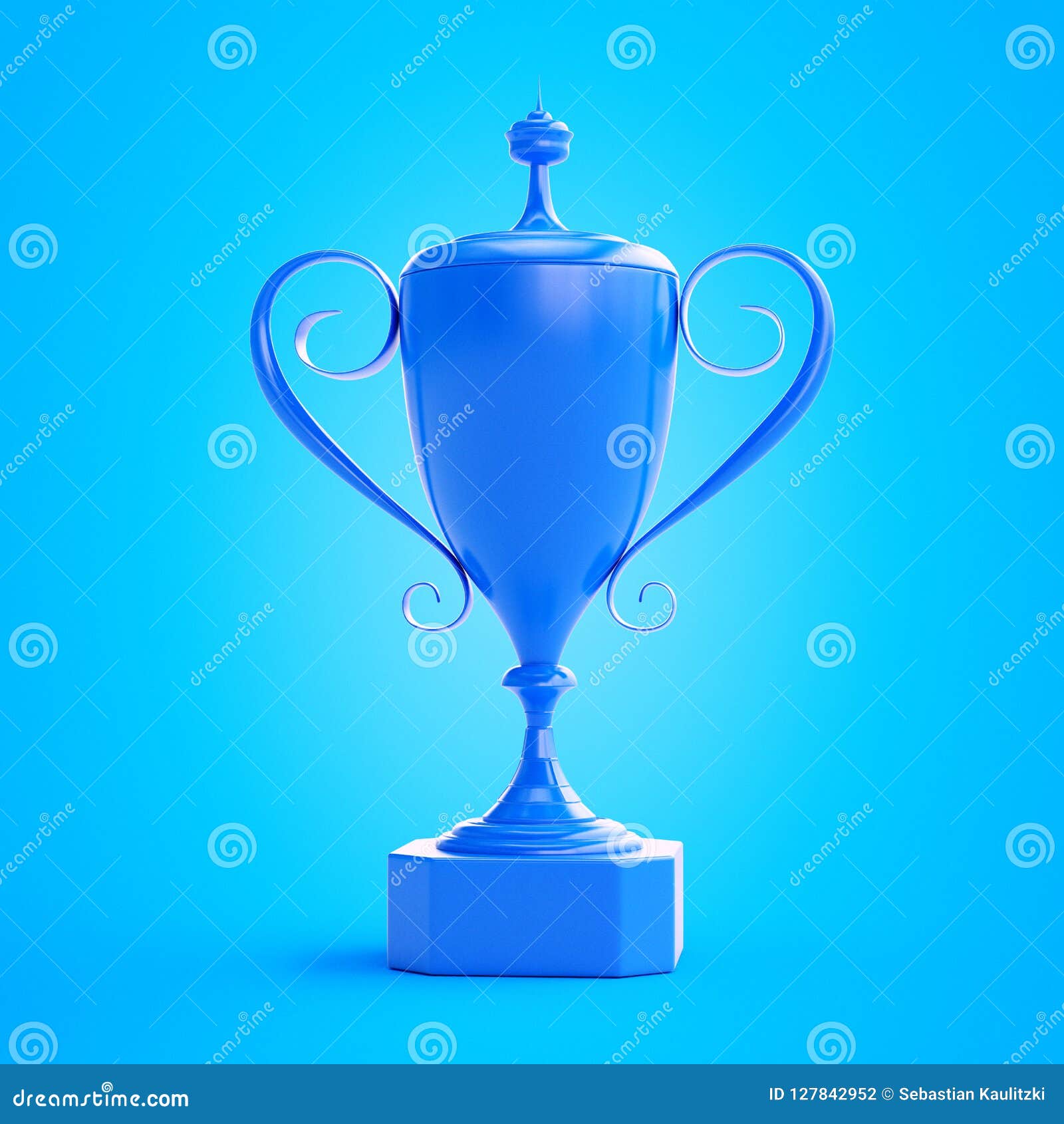 A blue trophy stock illustration. Illustration of object - 127842952