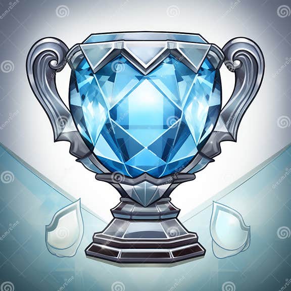 A Blue Trophy on a White Background Stock Illustration - Illustration ...