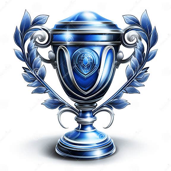 A Blue Trophy on a White Background Stock Illustration - Illustration ...