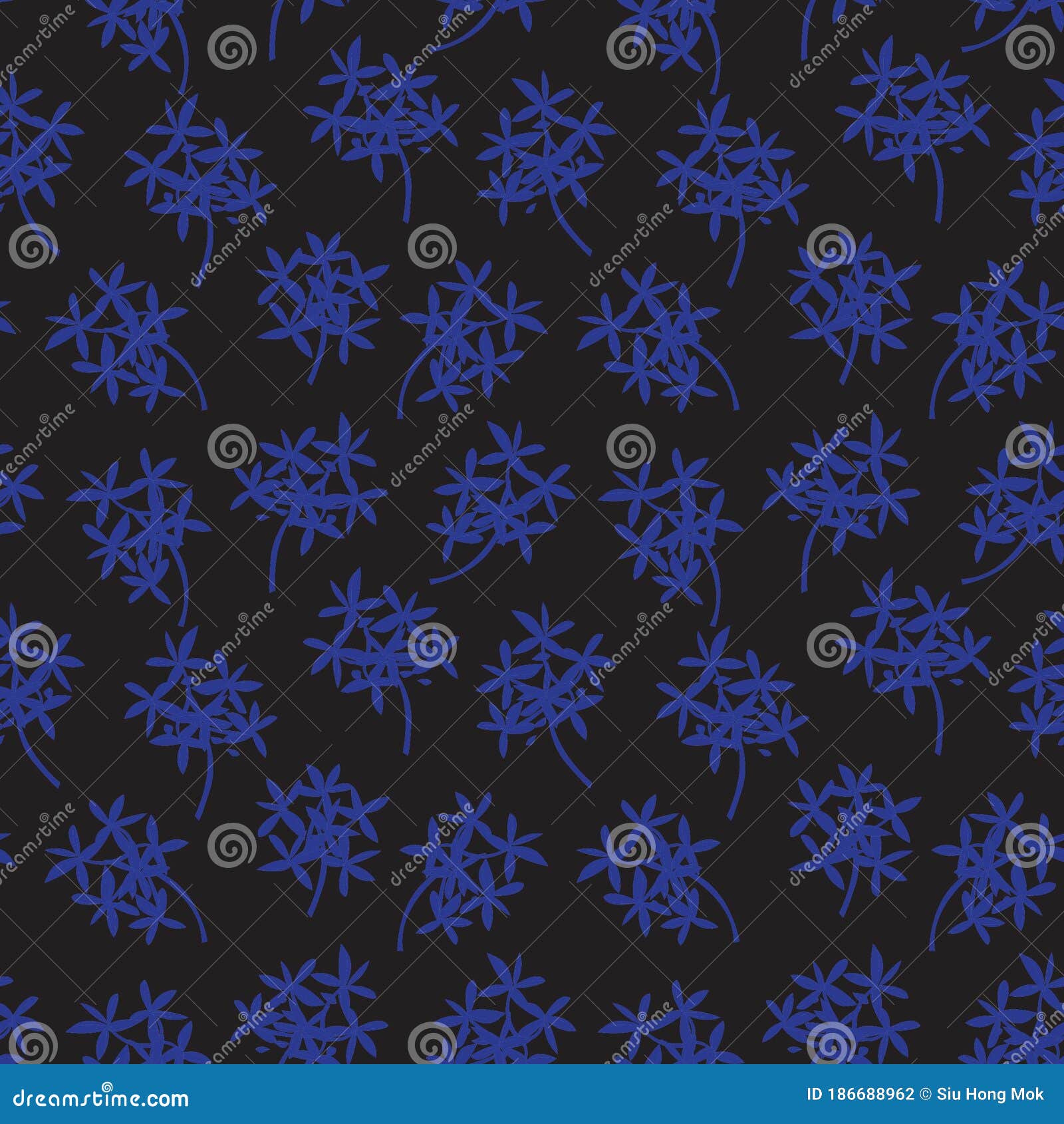 Blue Tropical Botanical Leaf Seamless Pattern Background Stock Vector ...