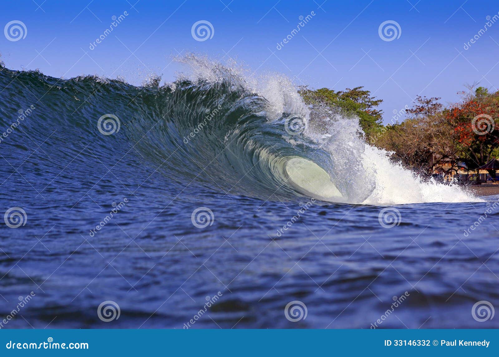 Blue Tropical Coast Surfing Wave Stock Photo - Image of idyllic, java ...