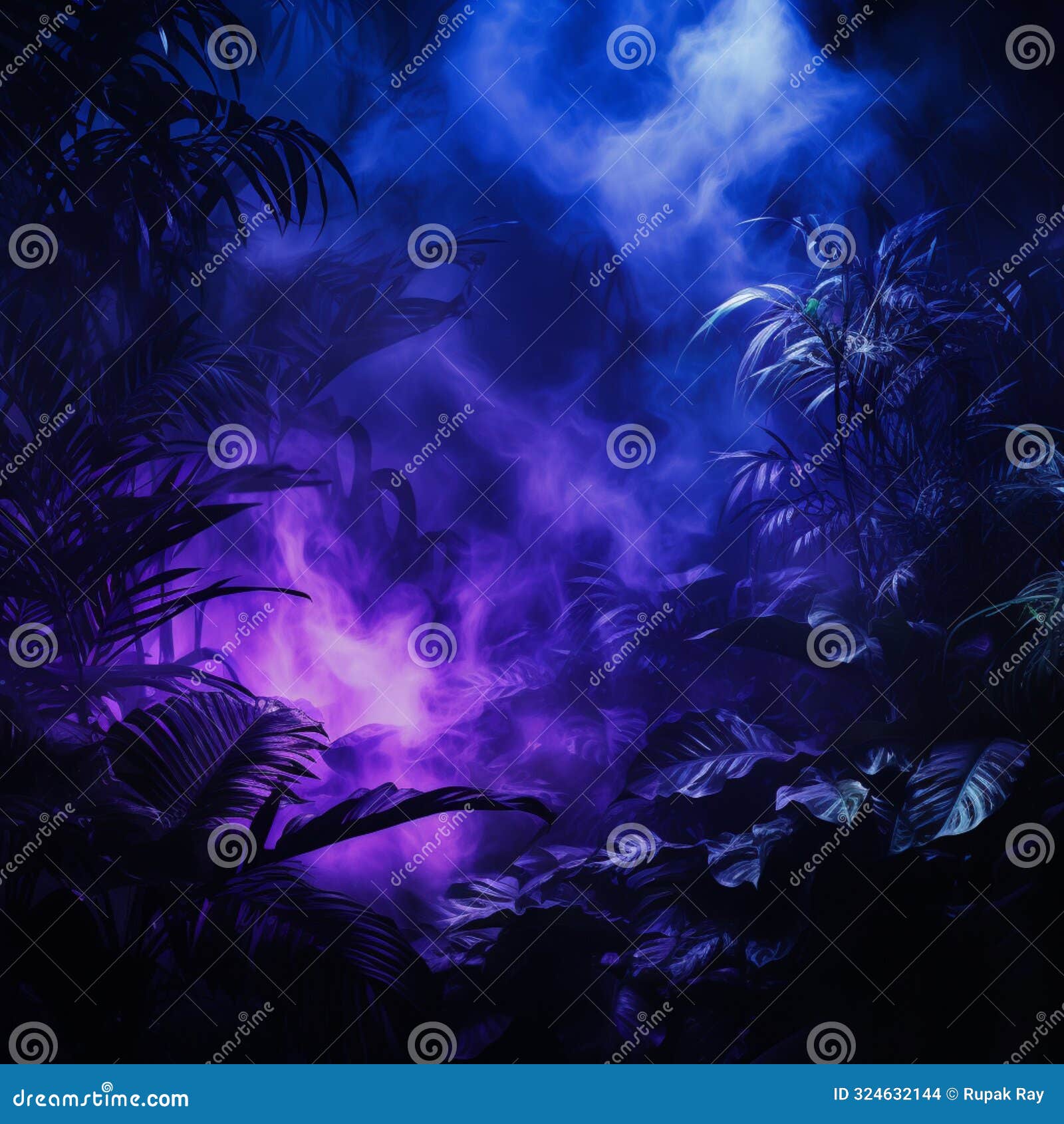 Blue Tropical Neon Abstract Background Color Tree Stock Illustration ...