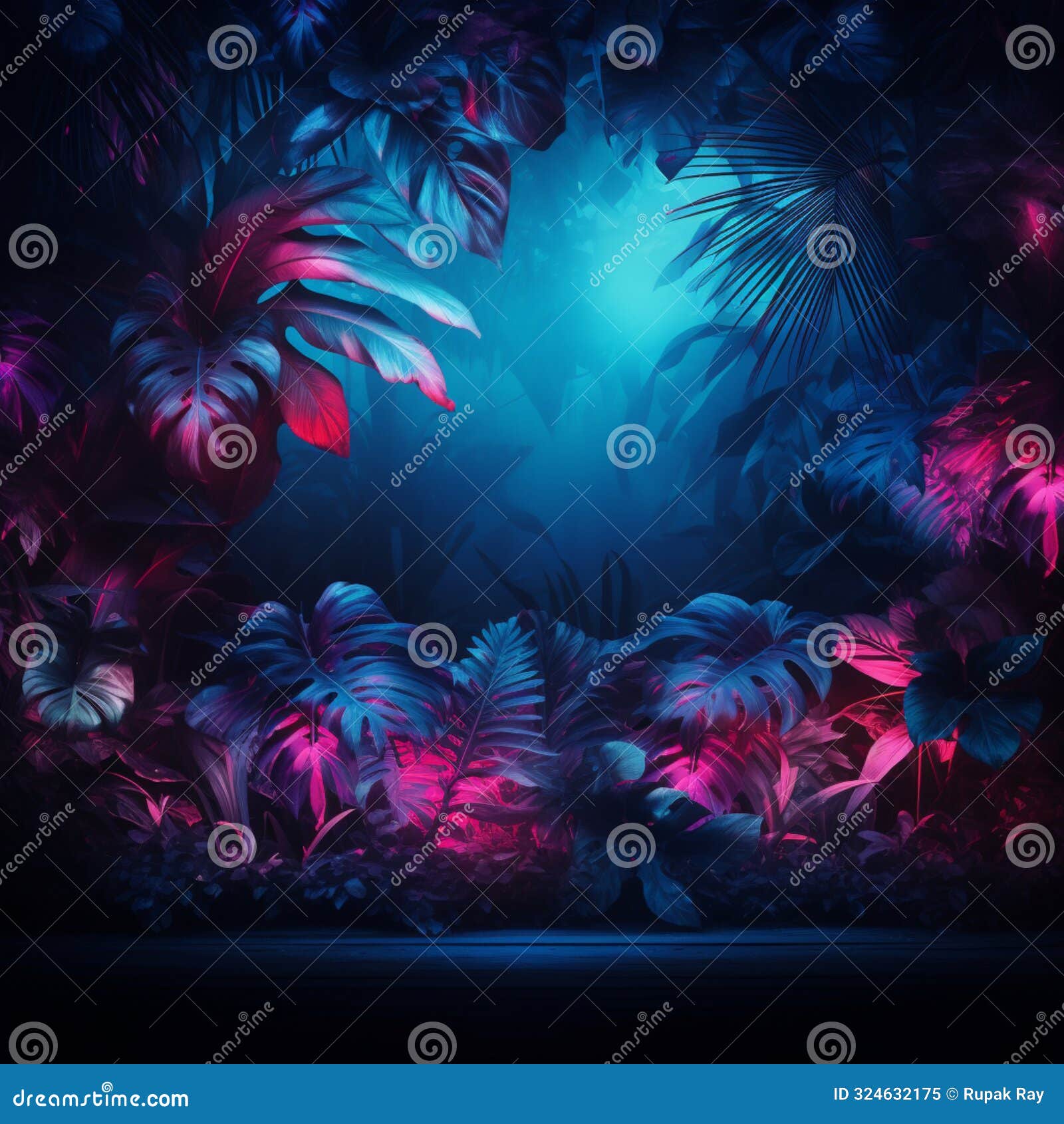 Blue Tropical Neon Abstract Background Color Tree Stock Illustration ...