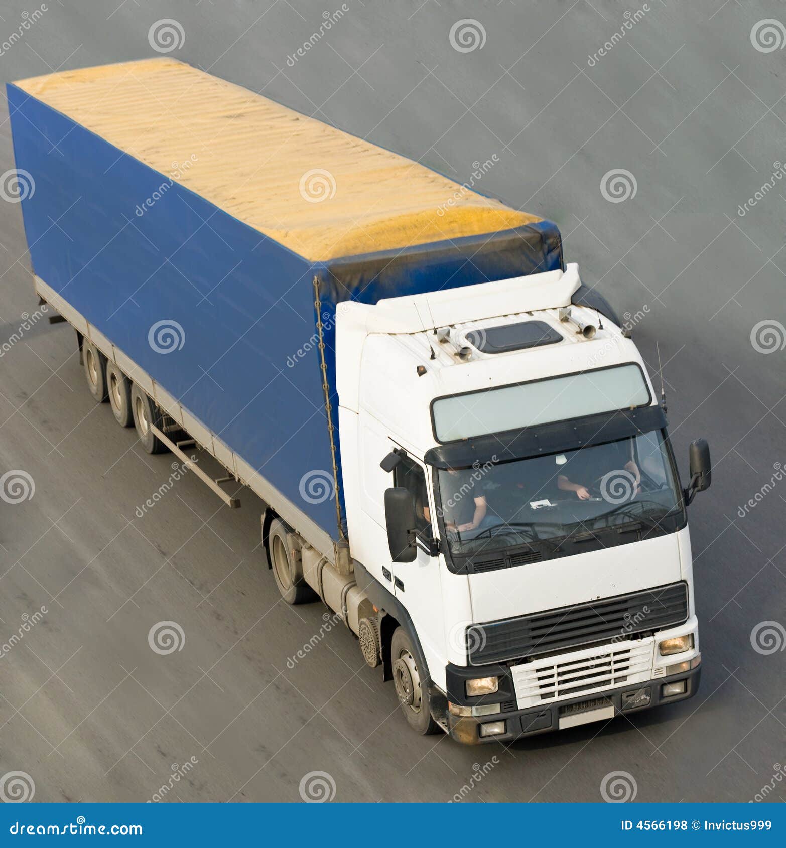 Blue Truck View from Top Isolated on Road Stock Photo - Image of driver ...