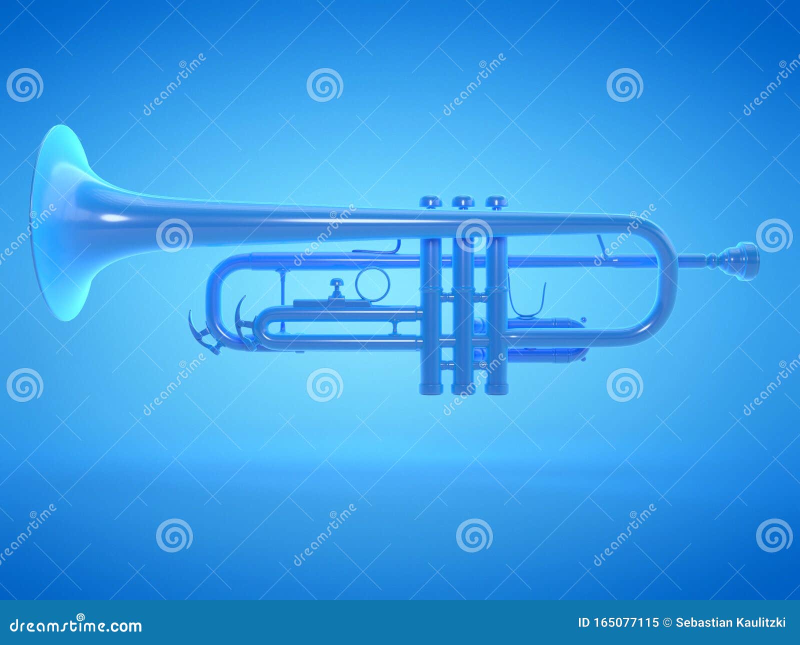 Blue Trumpet Flat Vector Illustration | CartoonDealer.com #150700392