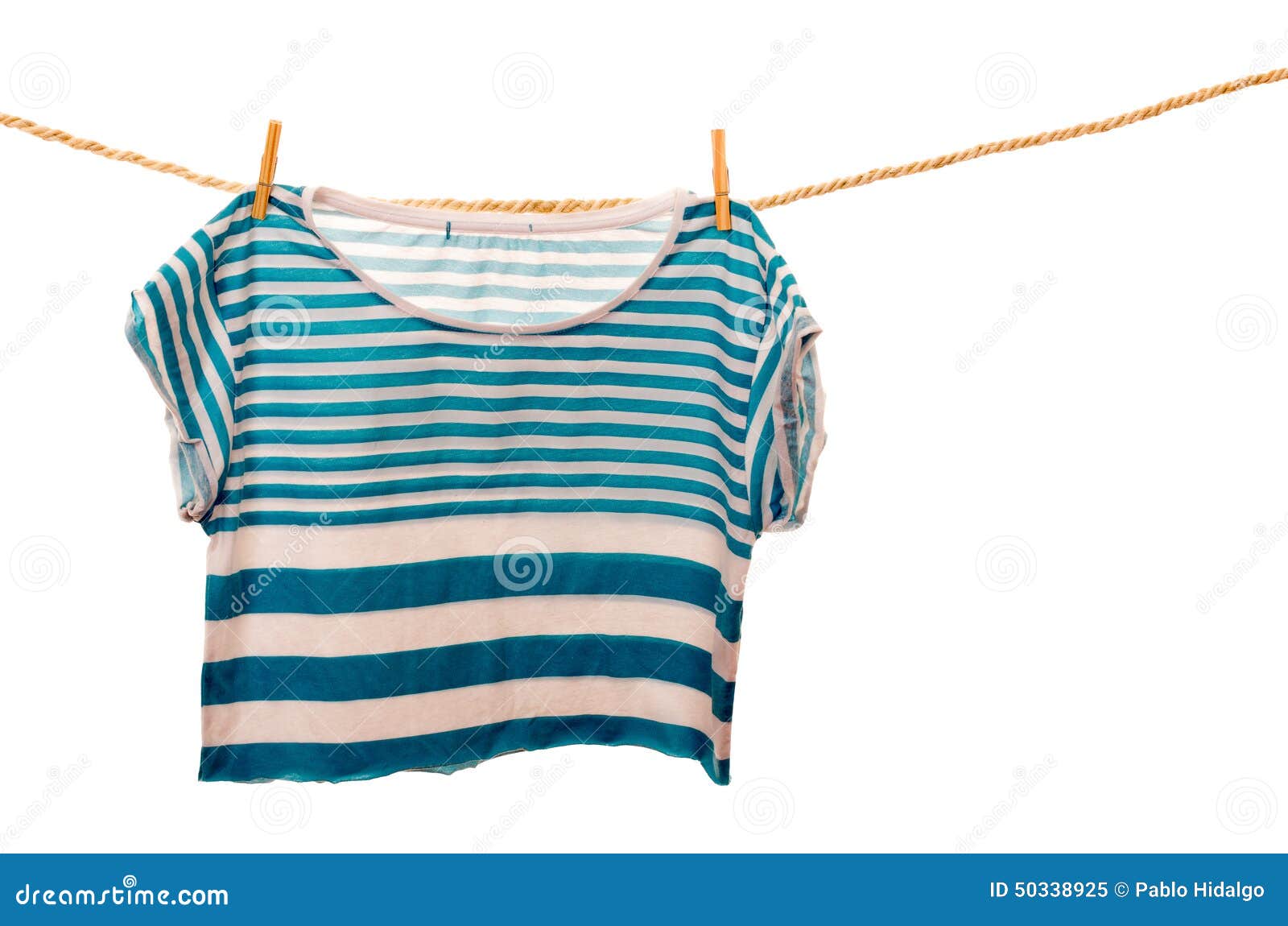 Blue Tshirt Hanging on a Rope Clothesline Stock Image - Image of cloth ...