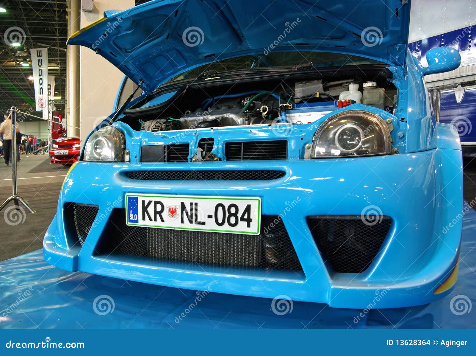 Blue tuned car front editorial stock image. Image of competition - 13628364