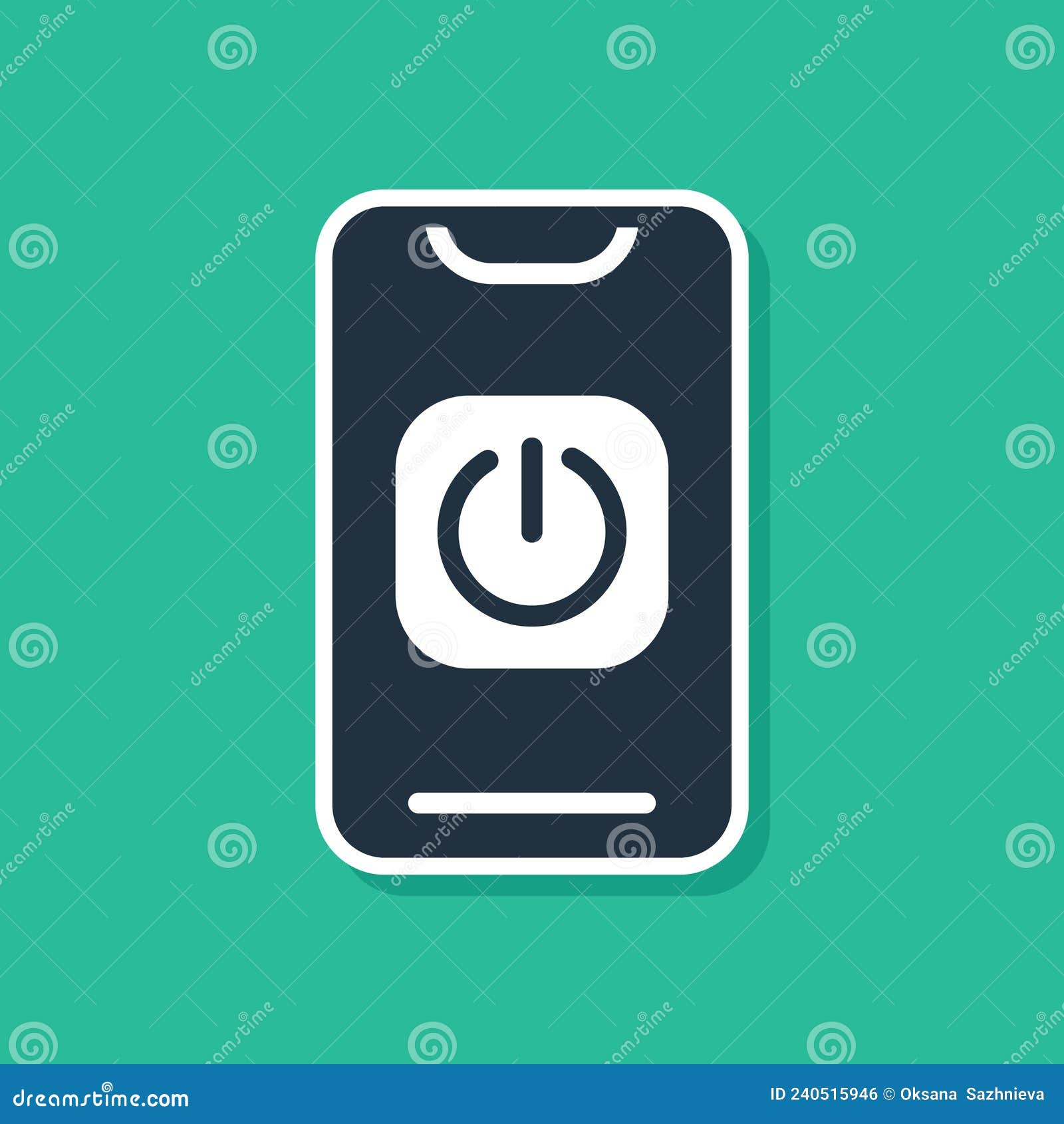 Blue Turn Off Robot from Phone Icon Isolated on Green Background ...