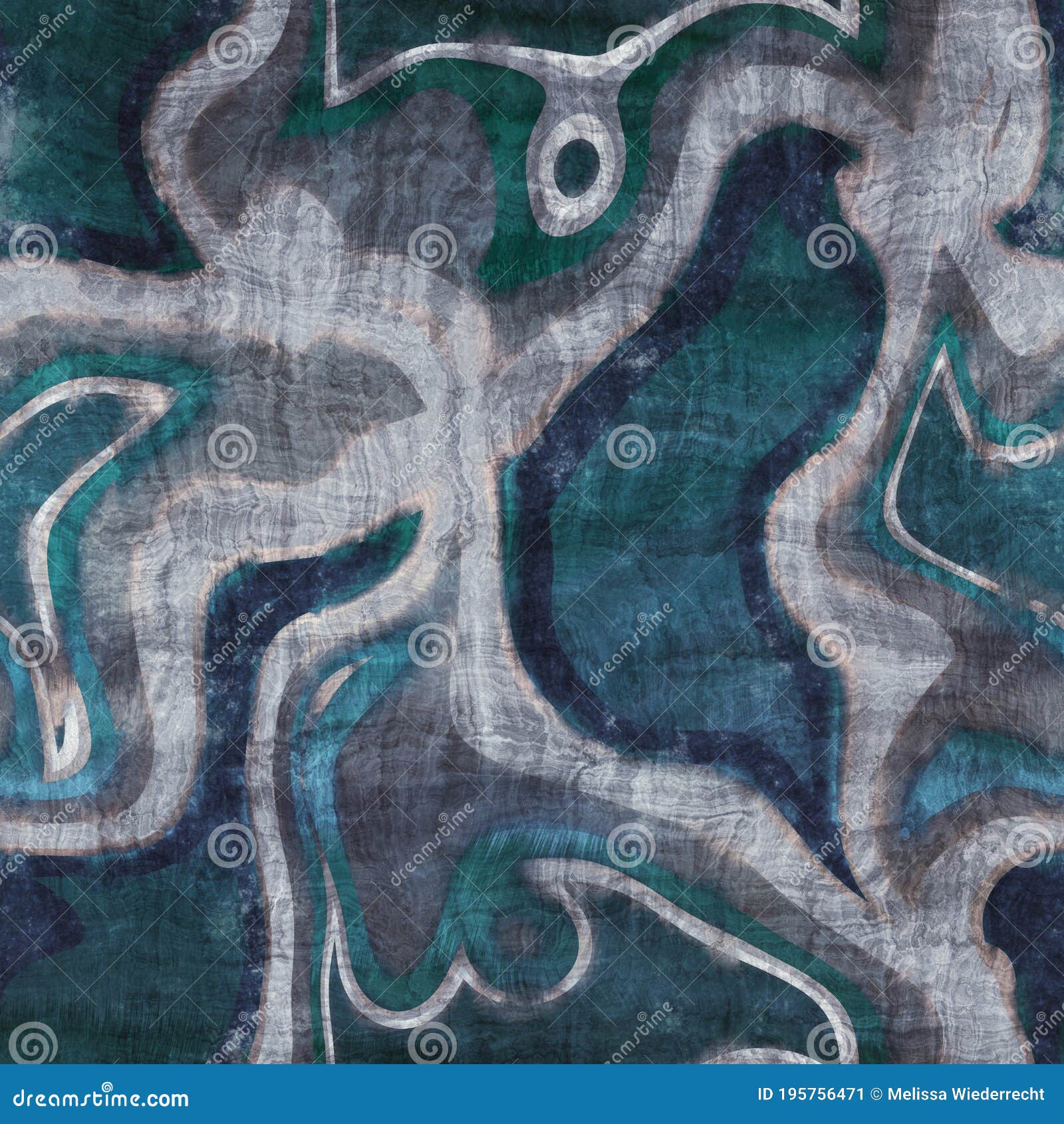 Blue, Turquoise, and Blue Textured Blobby Pattern Stock Illustration ...