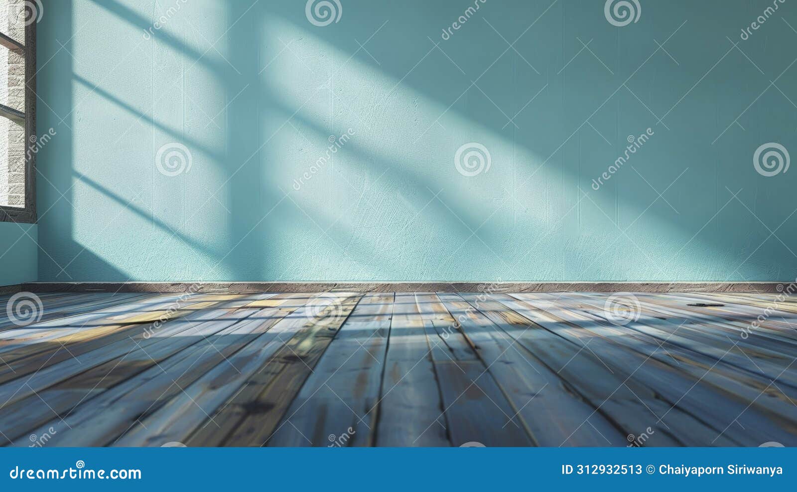 Interestingly Glaring Window Shine on a Blue-turquoise Blank Wall and ...