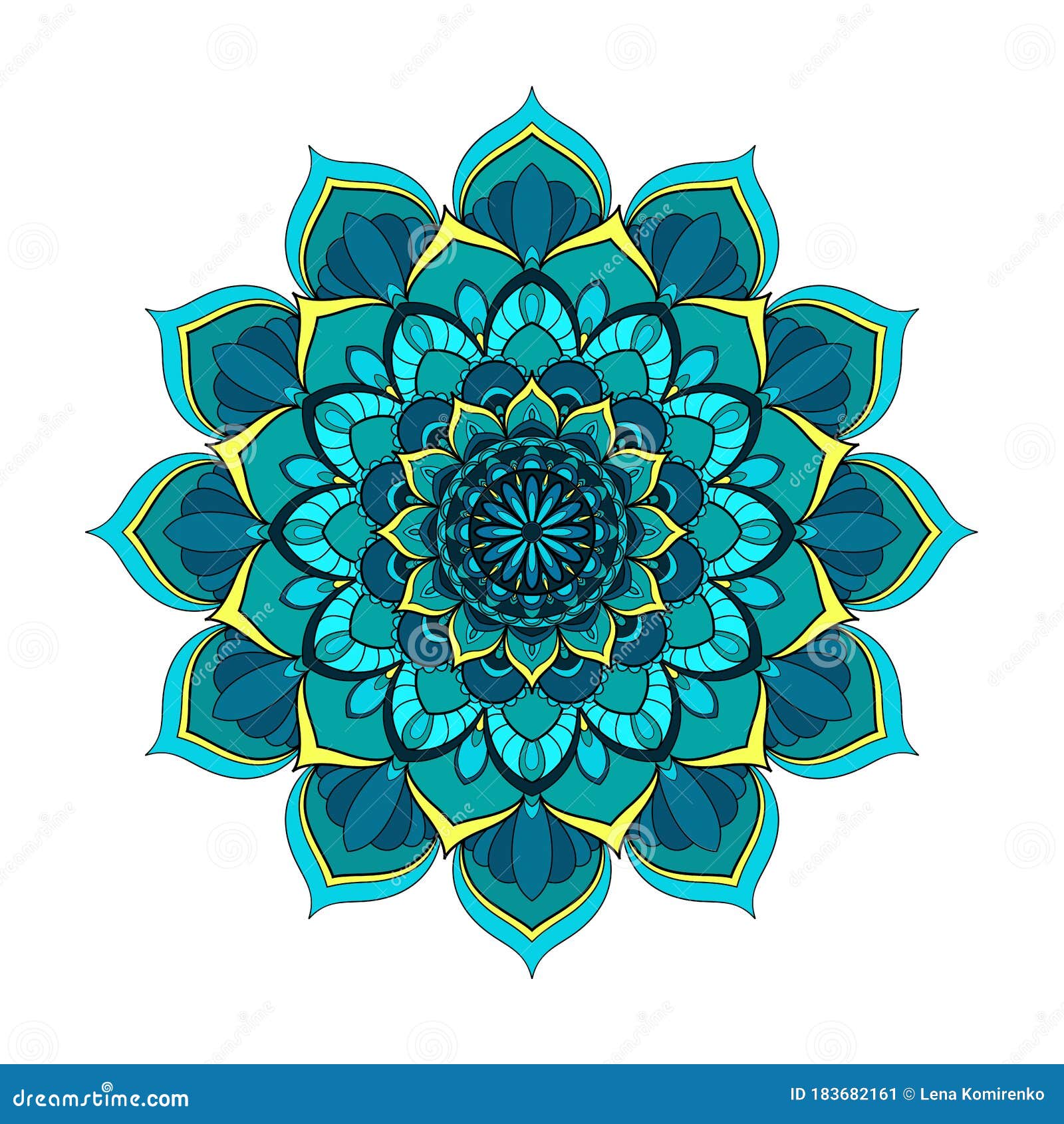 Blue and Turquoise Round Mandala Isolated on White Background Stock ... Blue and Turquoise Round Mandala Isolated on White Background Stock ...