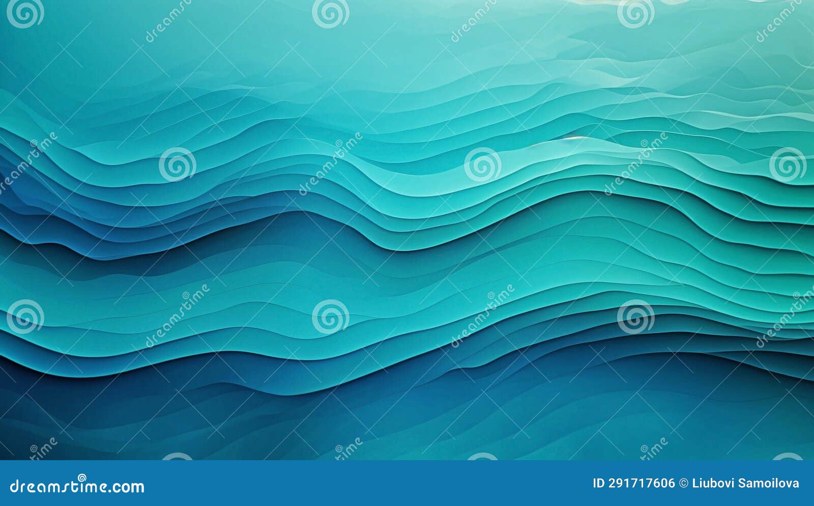 Blue Turquoise Wavy Background. 3D Wavy Turquoise Lines Abstract ...