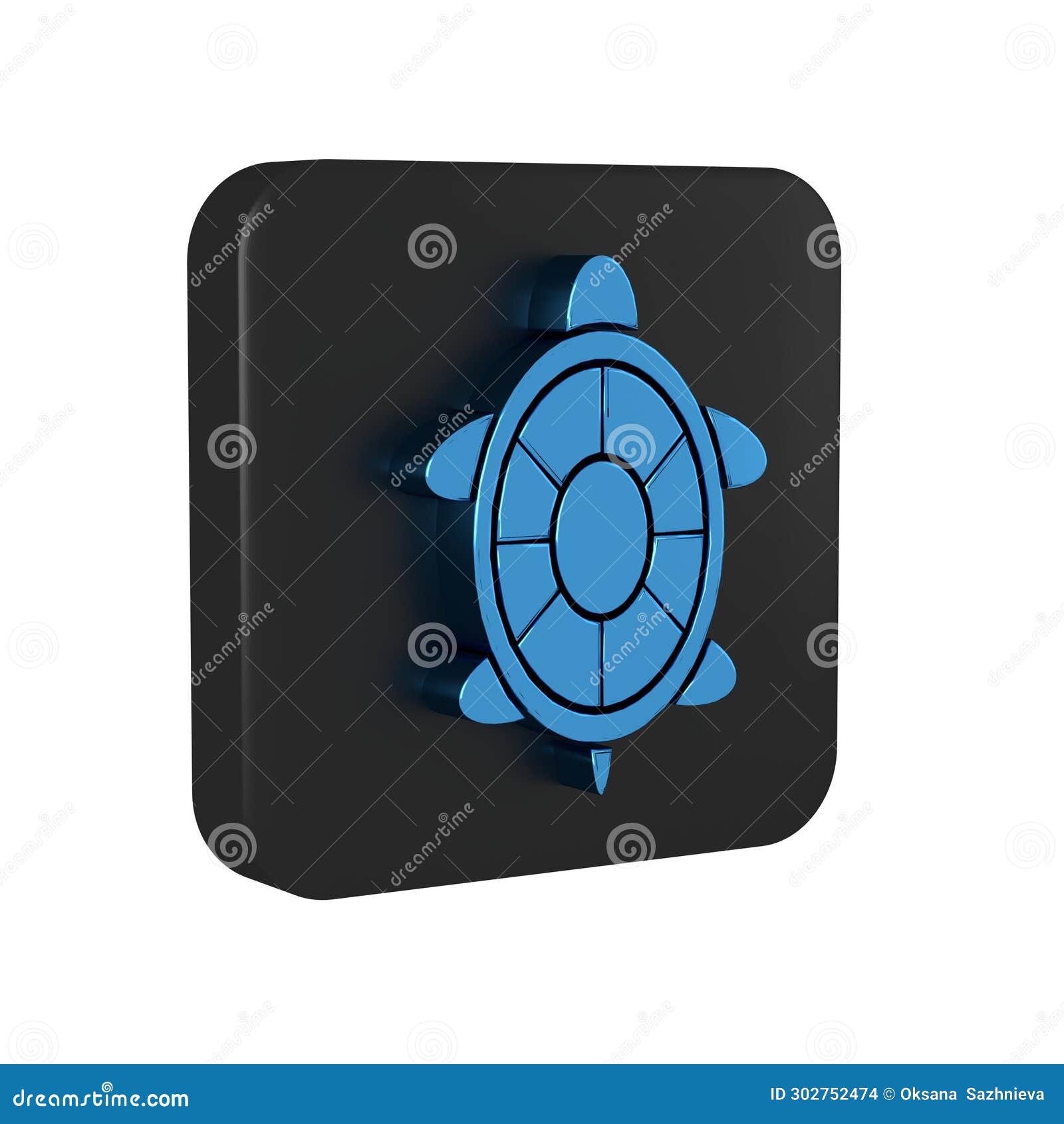 Blue Turtle Icon Isolated on Transparent Background. Black Square ...