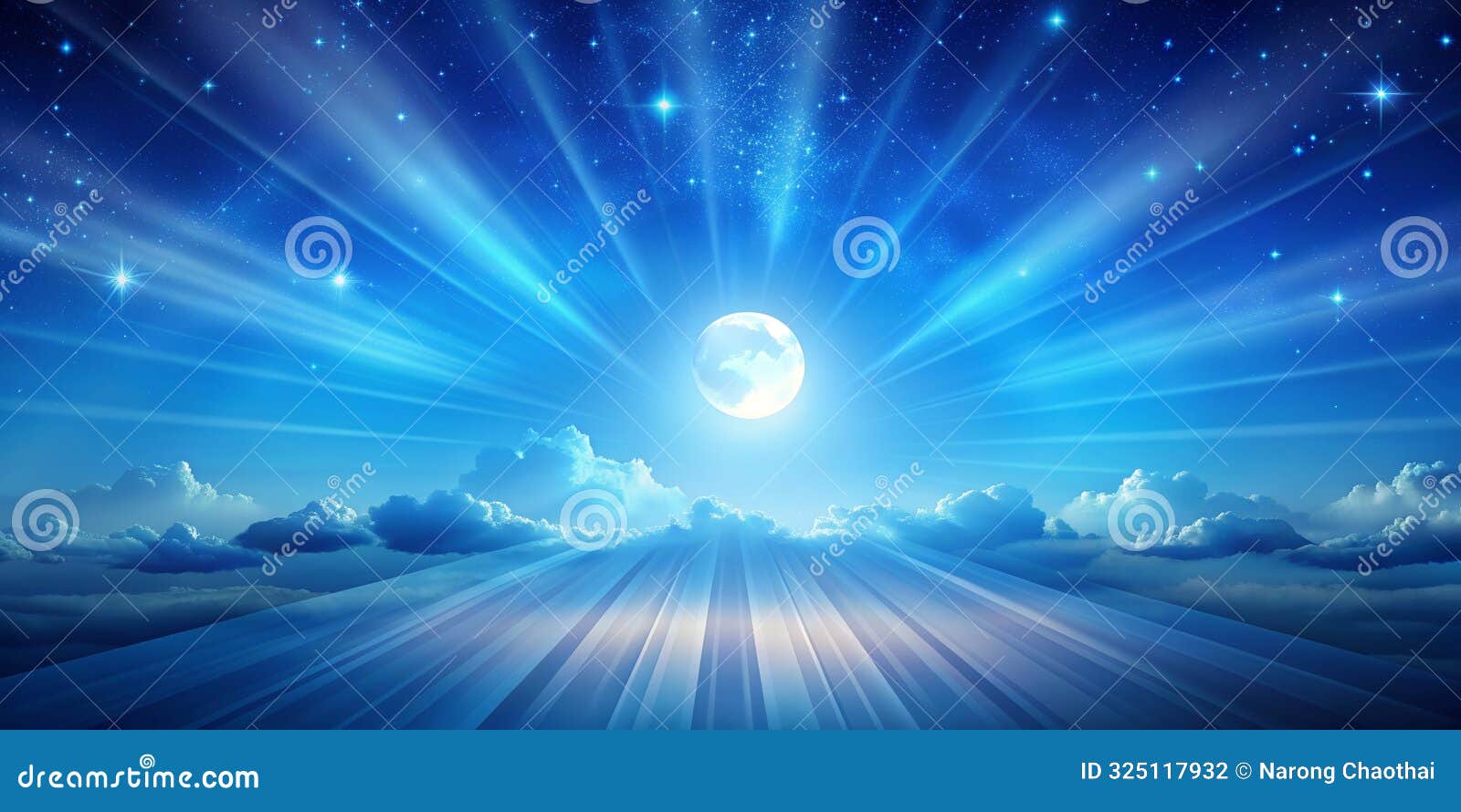 Blue Twilight Sunshine Moonlight Rays Background Slide Deck AI ...