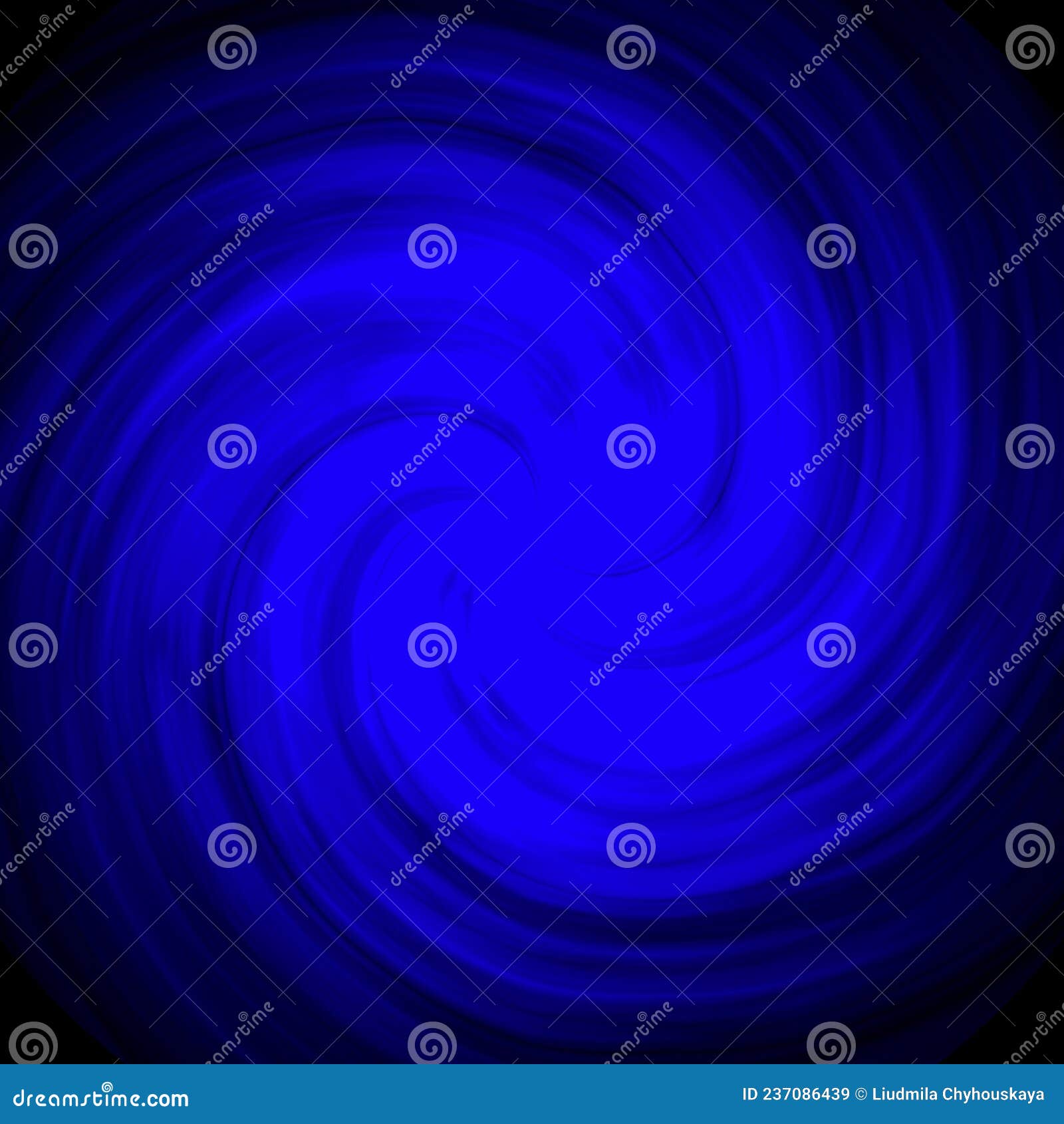 A Blue Twisted Galaxy on a Black Background. Blue Abstraction with ...