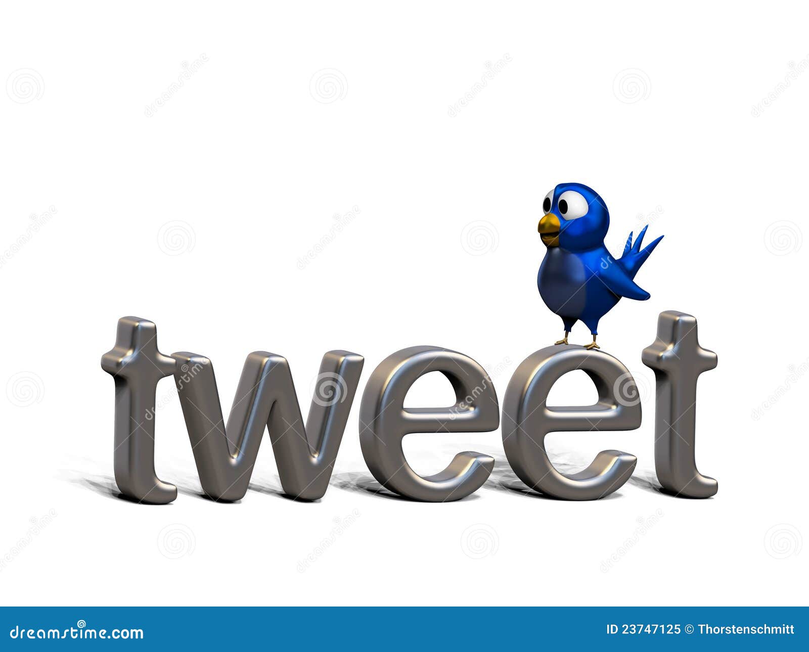 Blue Twittering Bird Standing on the Word Tweet Stock Illustration ...