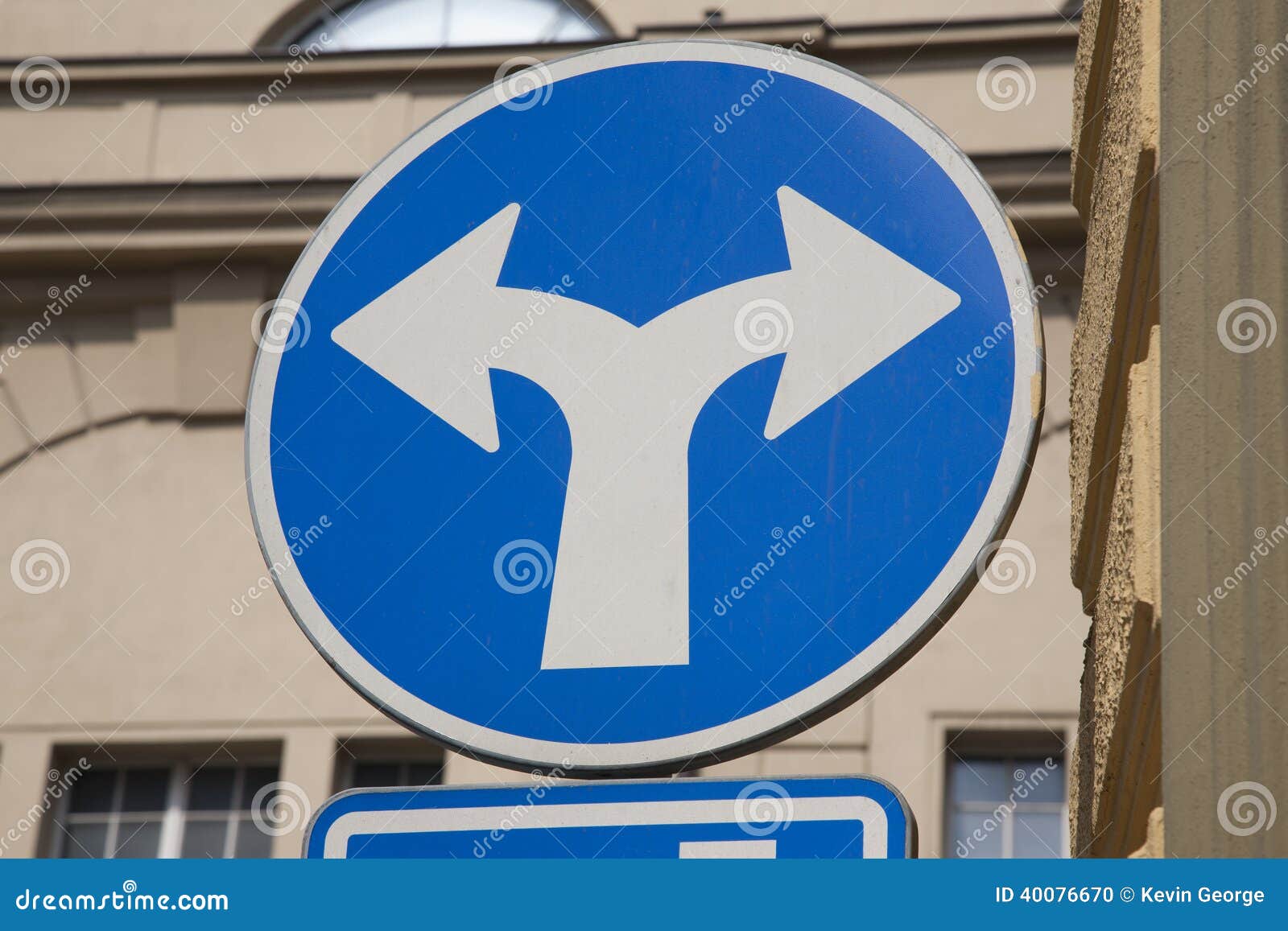 Blue Two Directions Traffic Sign Stock Photo - Image of blue, choice ...