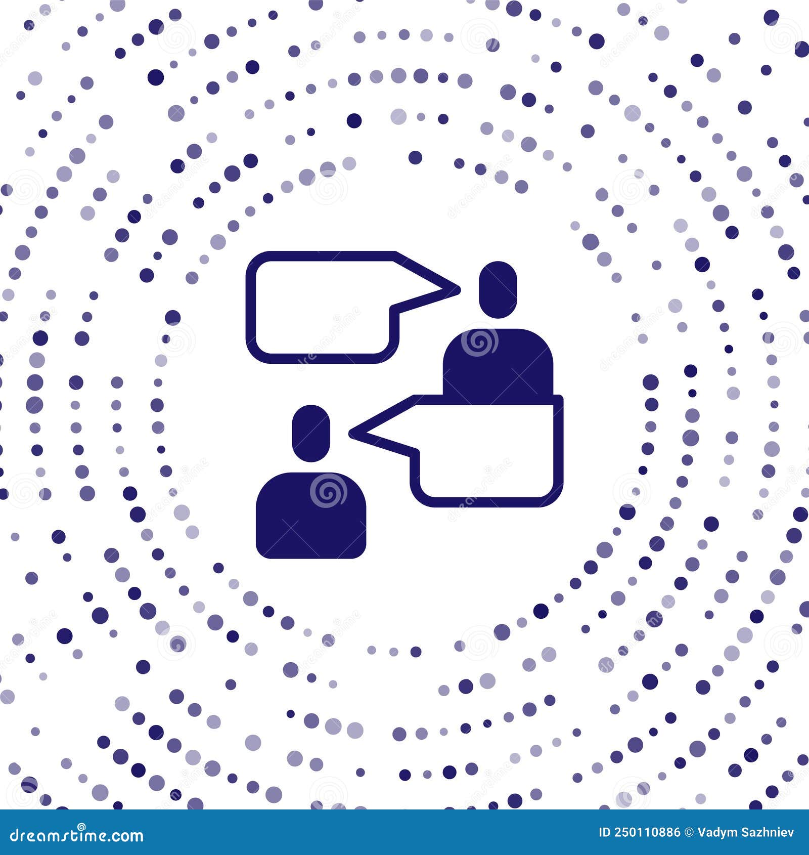 Blue Two Sitting Men Talking Icon Isolated on White Background. Speech ...